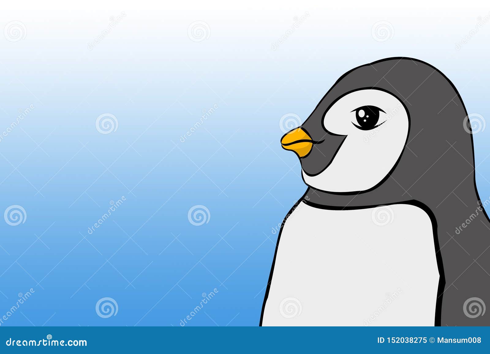 Cute Penguin Cartoon on Blue Background Stock Illustration ...