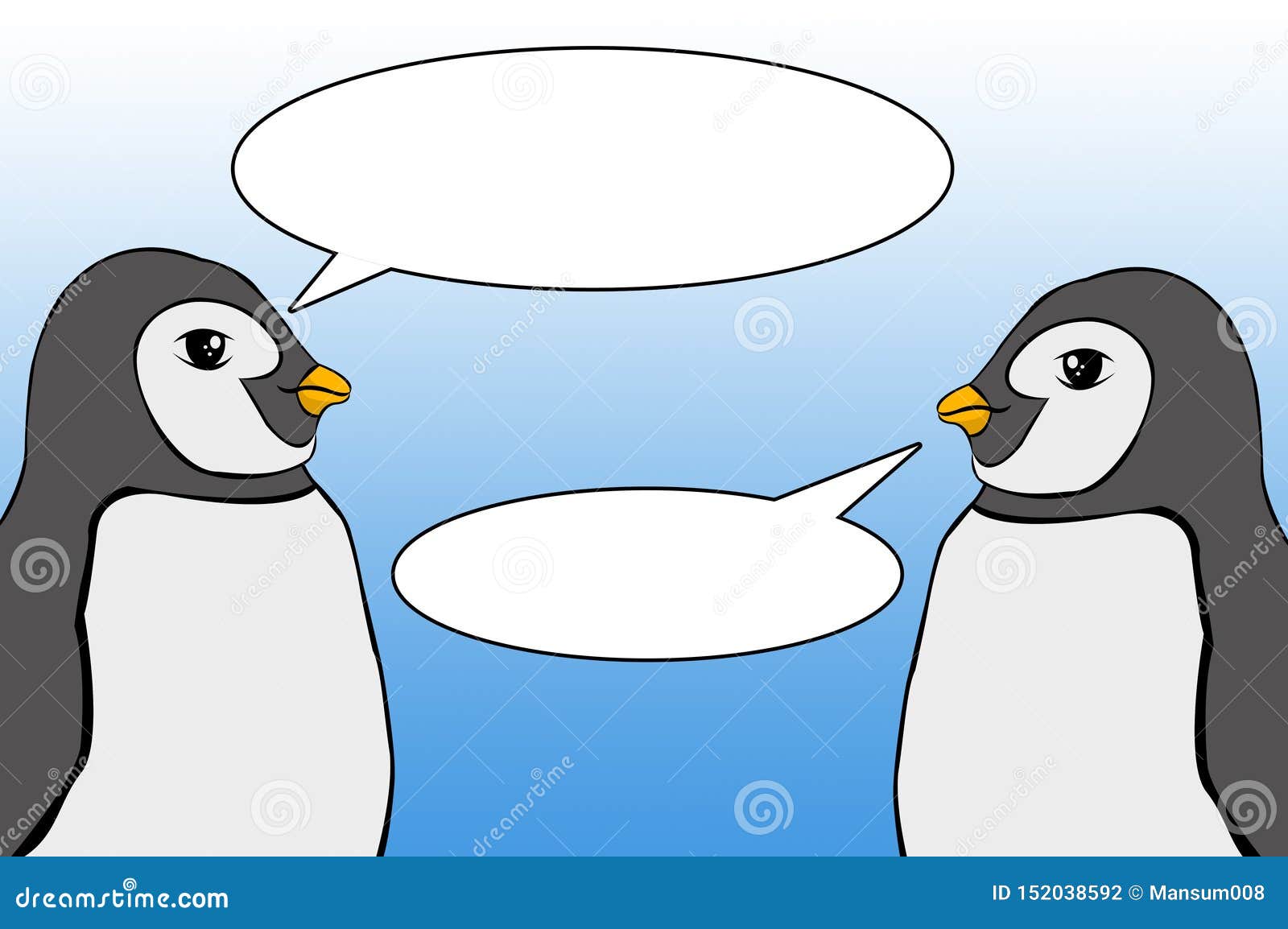 Cute Penguin Cartoon on Blue Background Stock Illustration ...