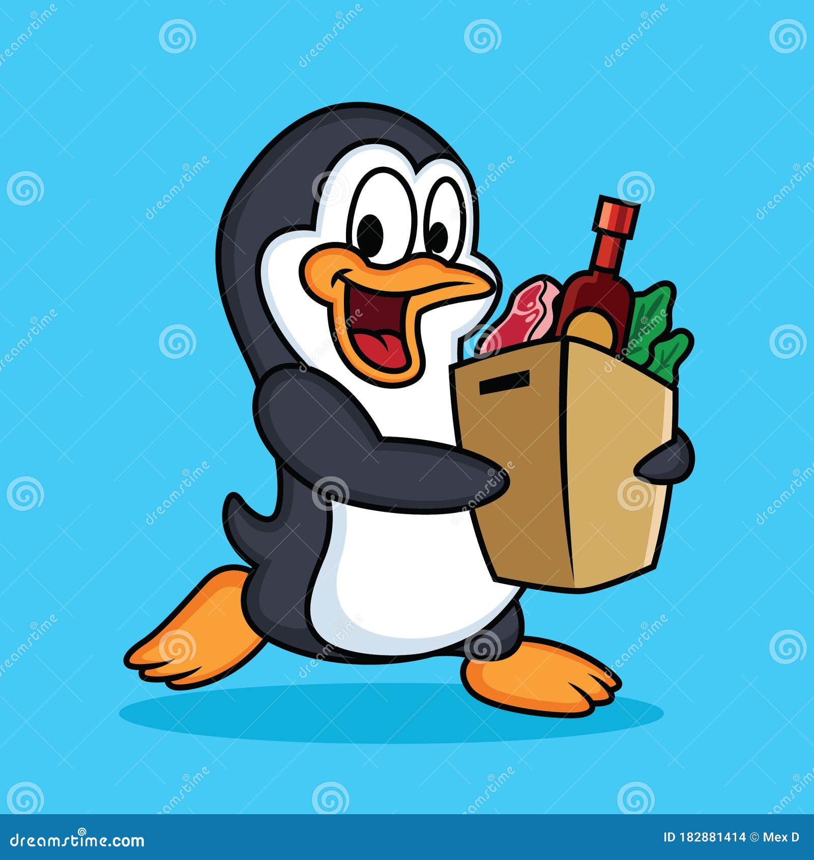 Cute Penguin Cartoon are Shopping Stock Vector - Illustration of baby ...