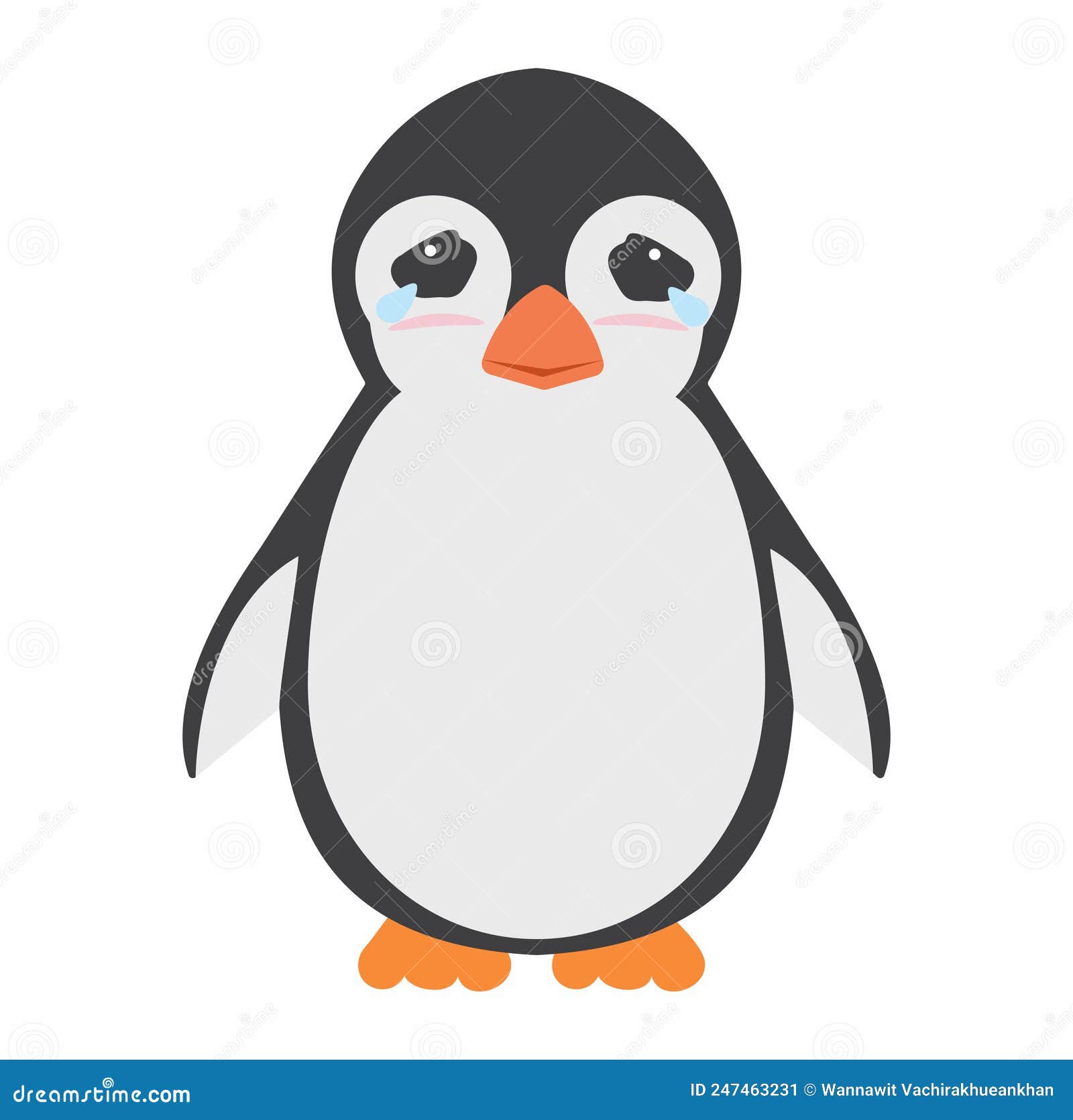Cute Penguin Crying Cartoon Illustration Stock Vector - Illustration of ...