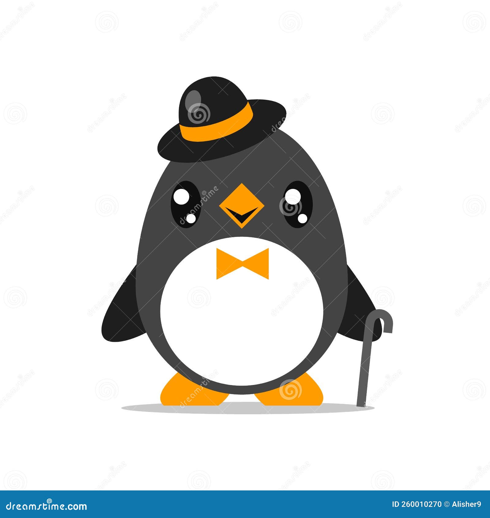 Cute Penguin in a Hat and with a Cane Stock Vector - Illustration of ...