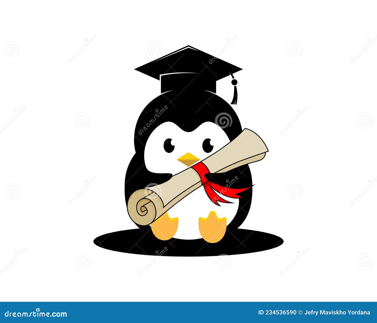 Cute Penguin Holding Graduation Scroll with Hat Stock Illustration ...