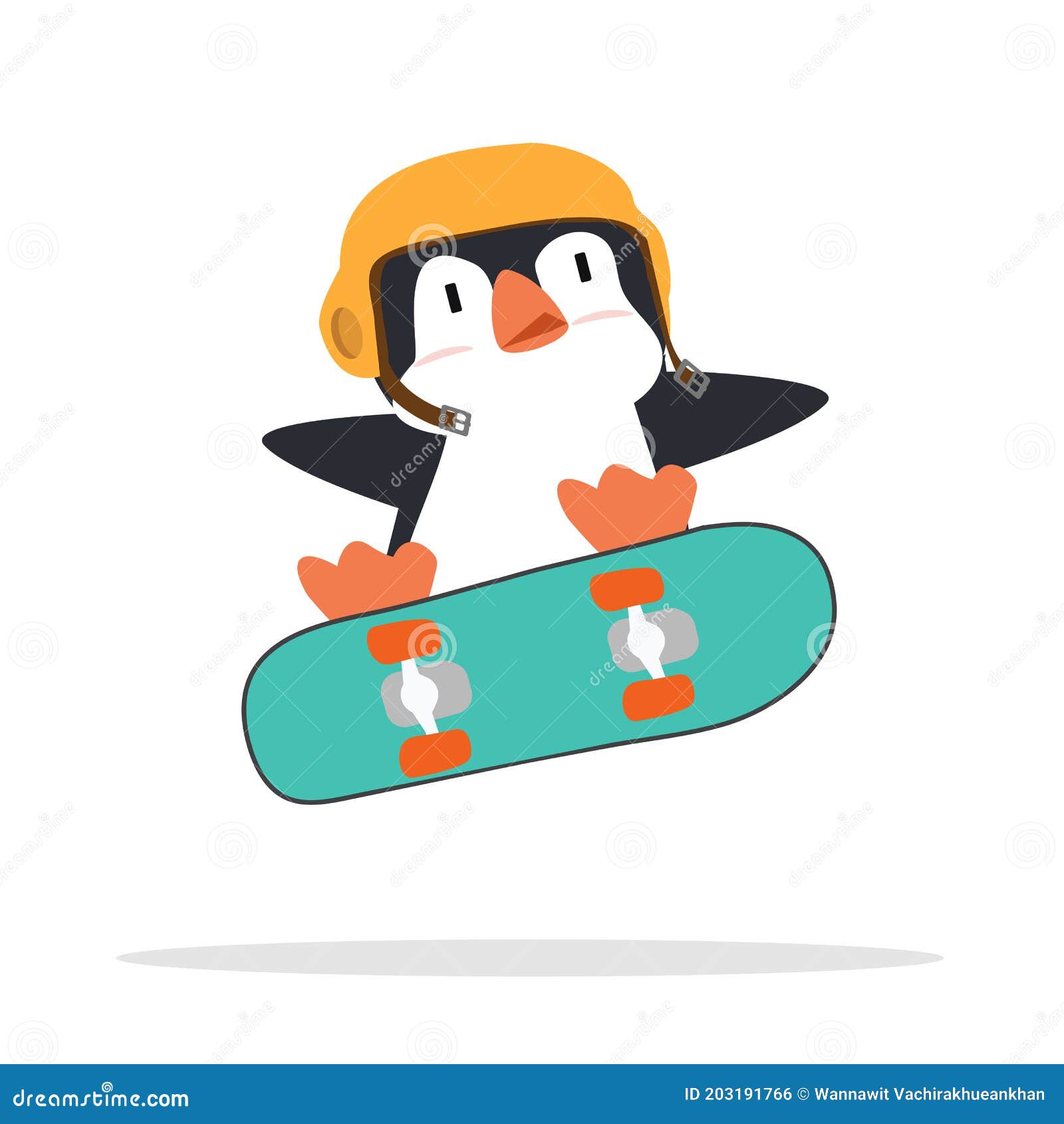 Cute Penguin Jump with Skateboard Stock Vector - Illustration of flip ...