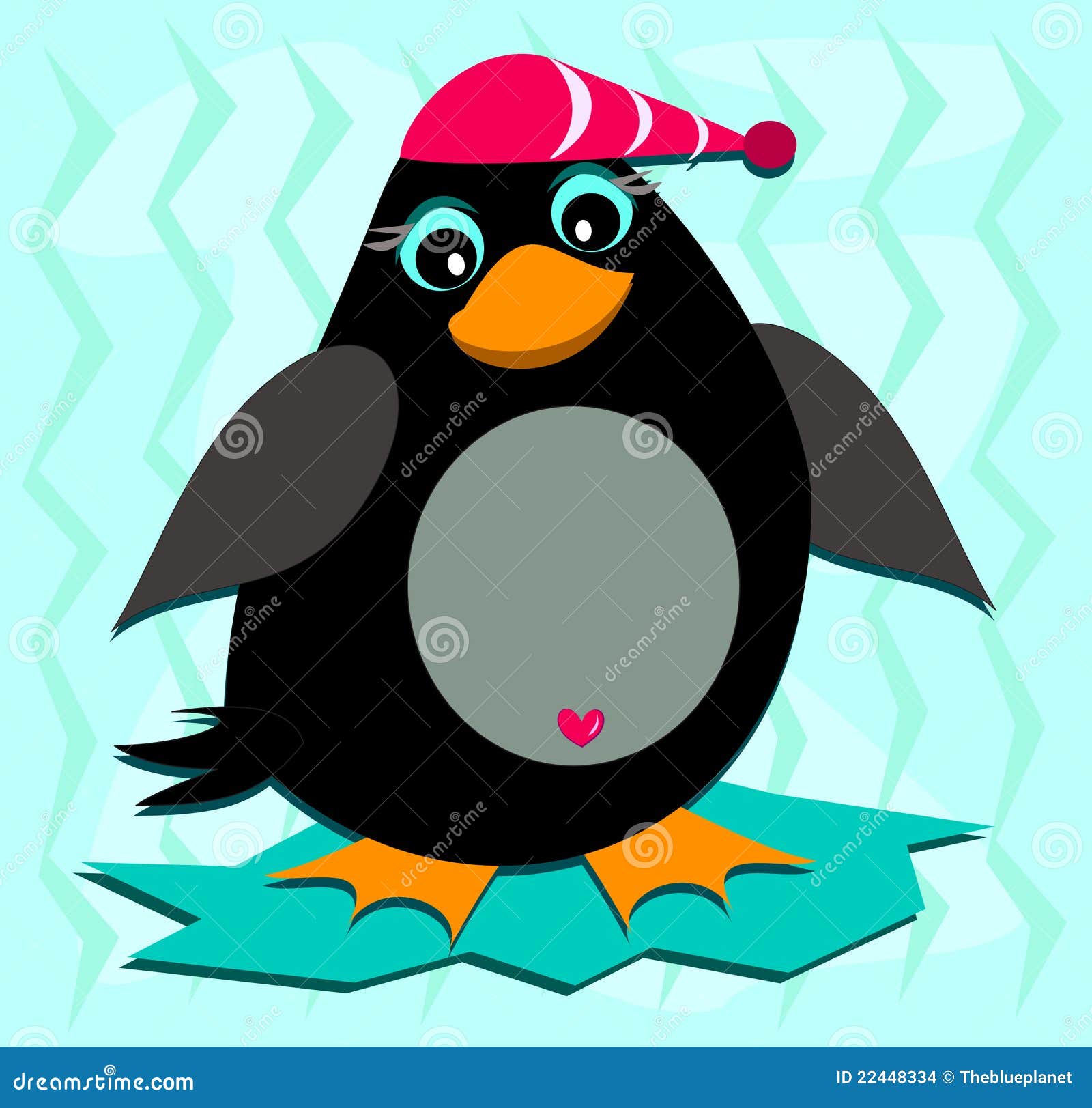 Cute Penguin with a Red Cap Stock Vector - Illustration of berg, tail ...