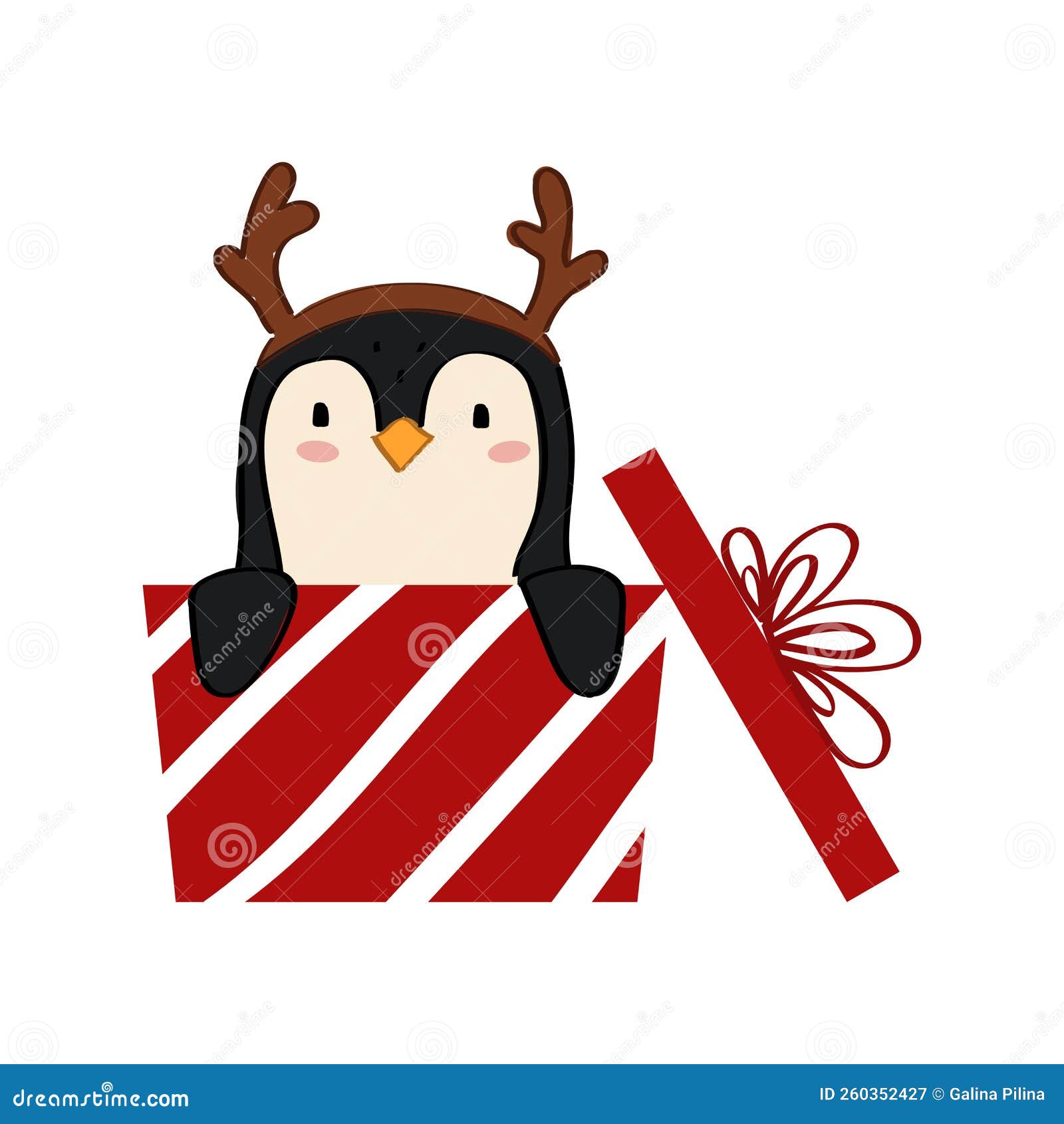 Cute Penguin in Red Gift Box Stock Vector - Illustration of christmas ...