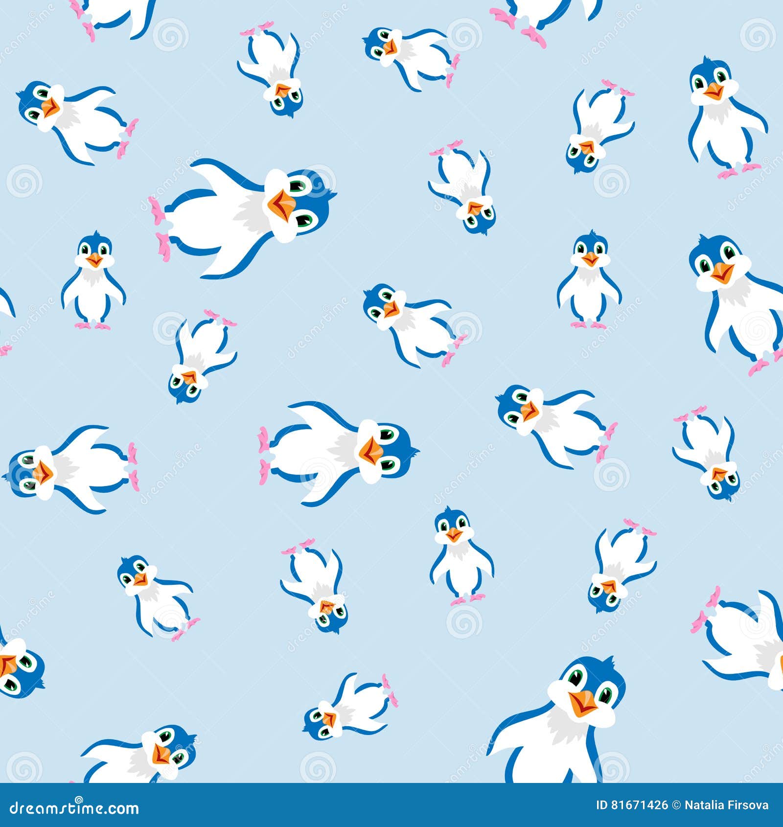 Cute Penguin Seamless Pattern. Stock Vector - Illustration of cute ...