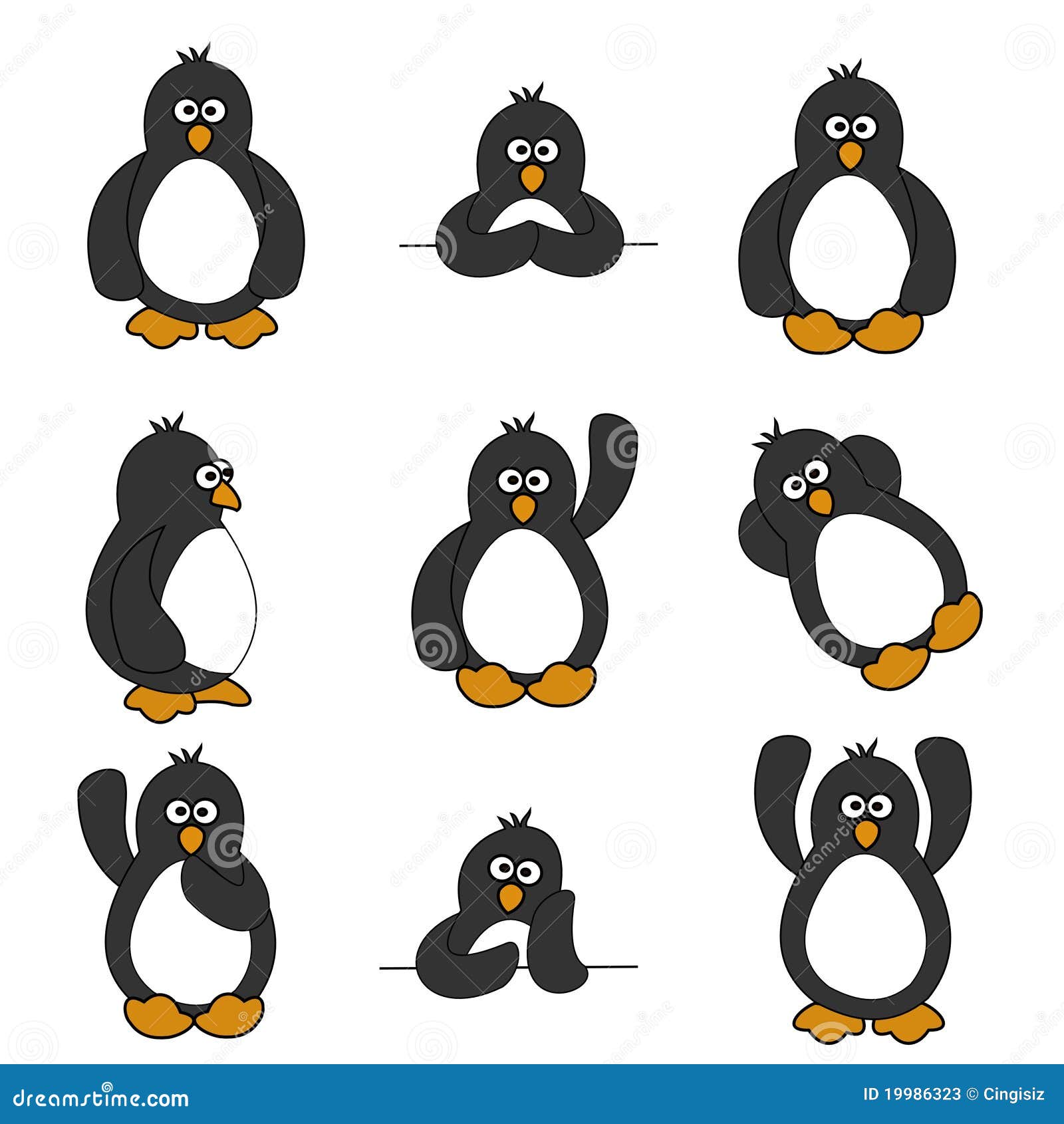 Cute Penguin Set stock vector. Illustration of flightless - 19986323