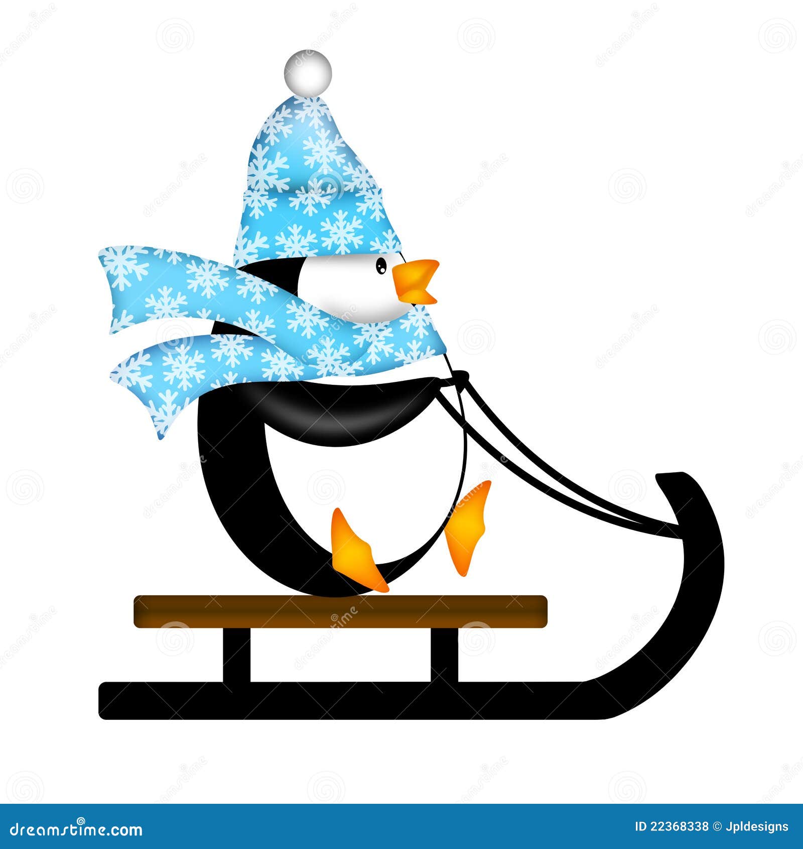 Penguin Sledding Clip Art