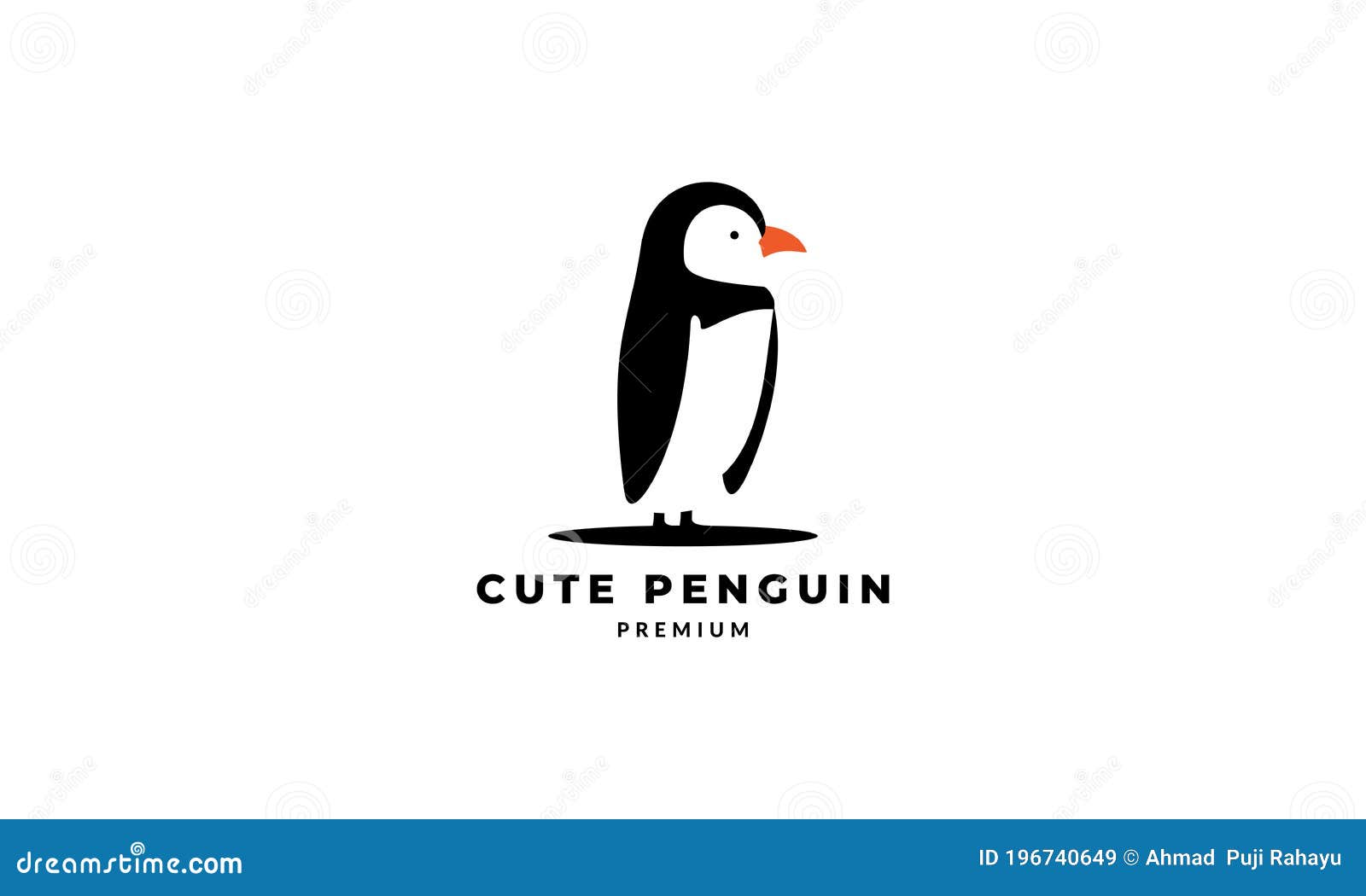 Cute Penguin Stand Side Logo Design Stock Vector - Illustration of ...