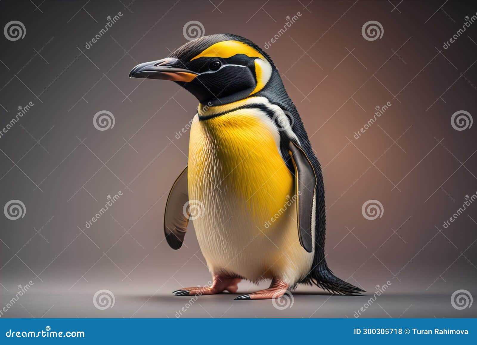 Cute Penguin Standing in Front of Solid Color Background. Ai Generative ...