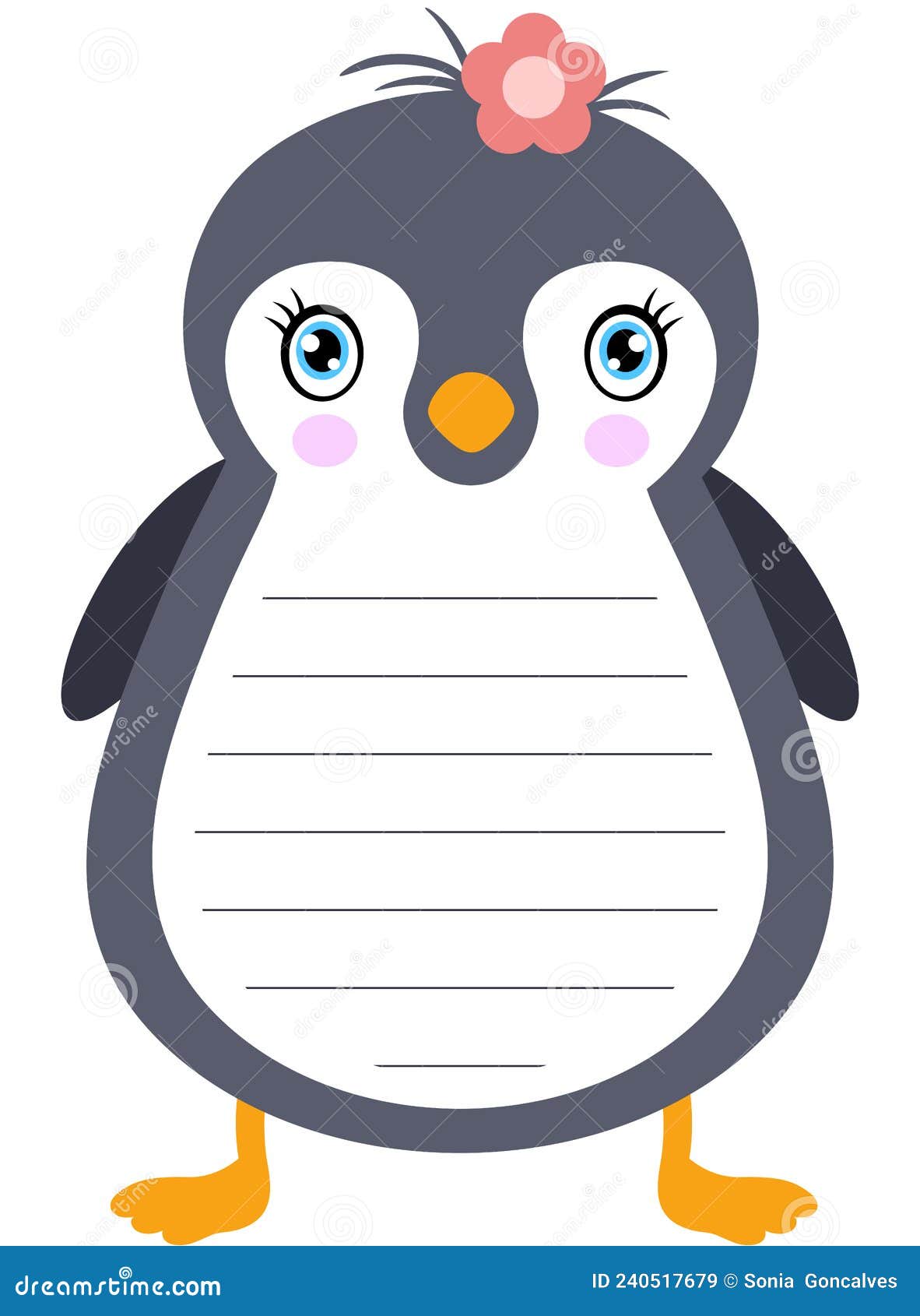 Cute Penguin Sticker Notebook and School Label Stock Vector ...
