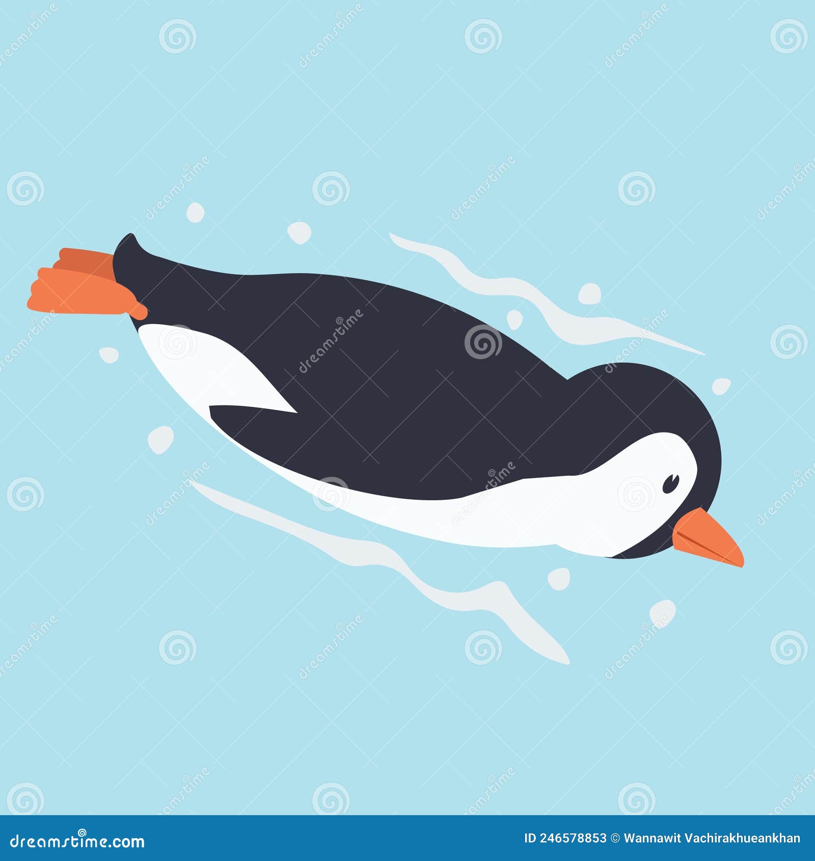 Cute Penguin Swimming Cartoon Vector Stock Vector - Illustration of ...