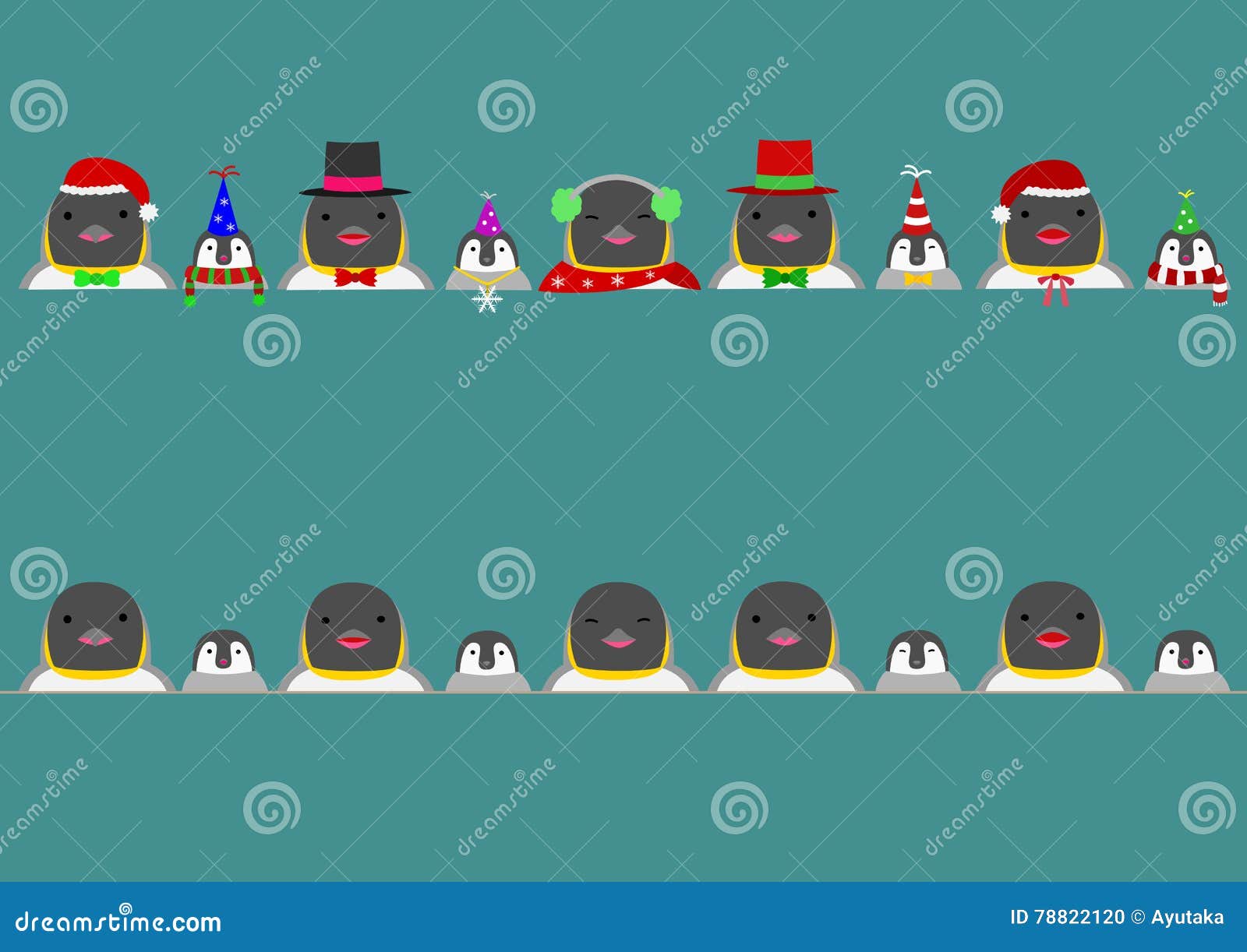 Cute penguins border set stock vector. Illustration of christmas - 78822120