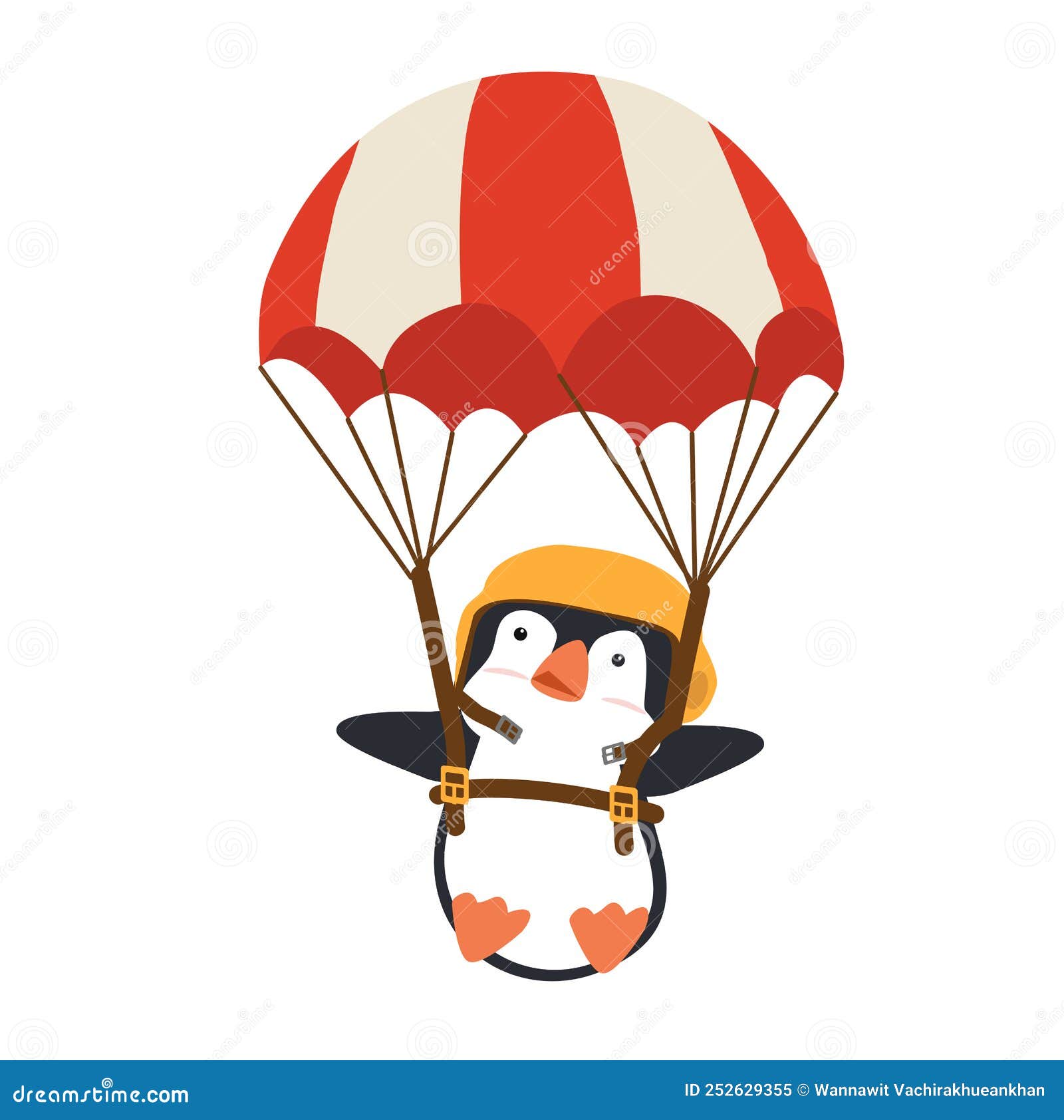 Cartoon Parachute Carrying Blue Gift Box Set Isolated On White ...