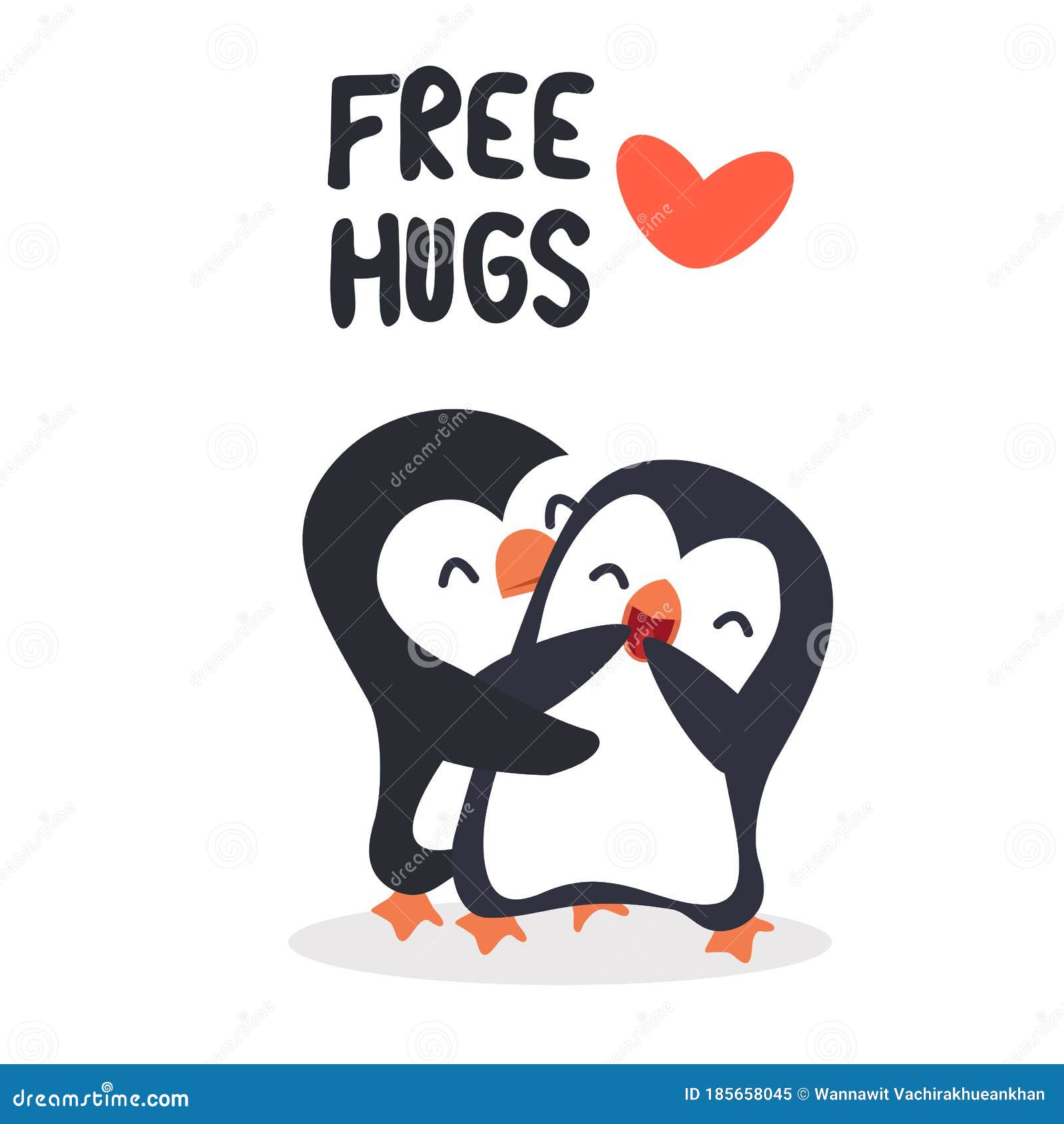 Cute Penguins Happy Couple Hug Vector Stock Vector - Illustration of ...