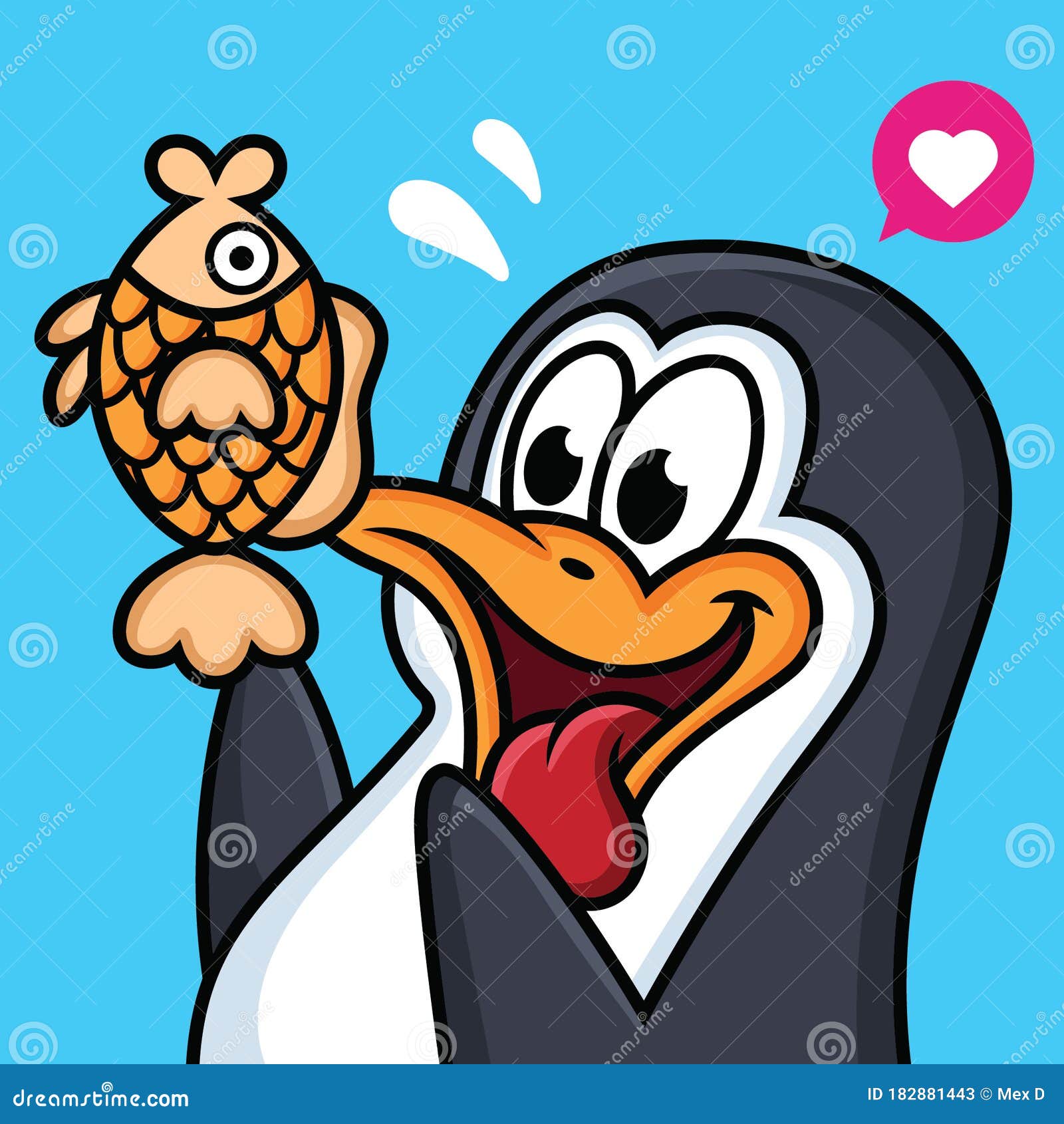 Cute Penguins are Happy with Fish Cartoon Stock Vector - Illustration ...