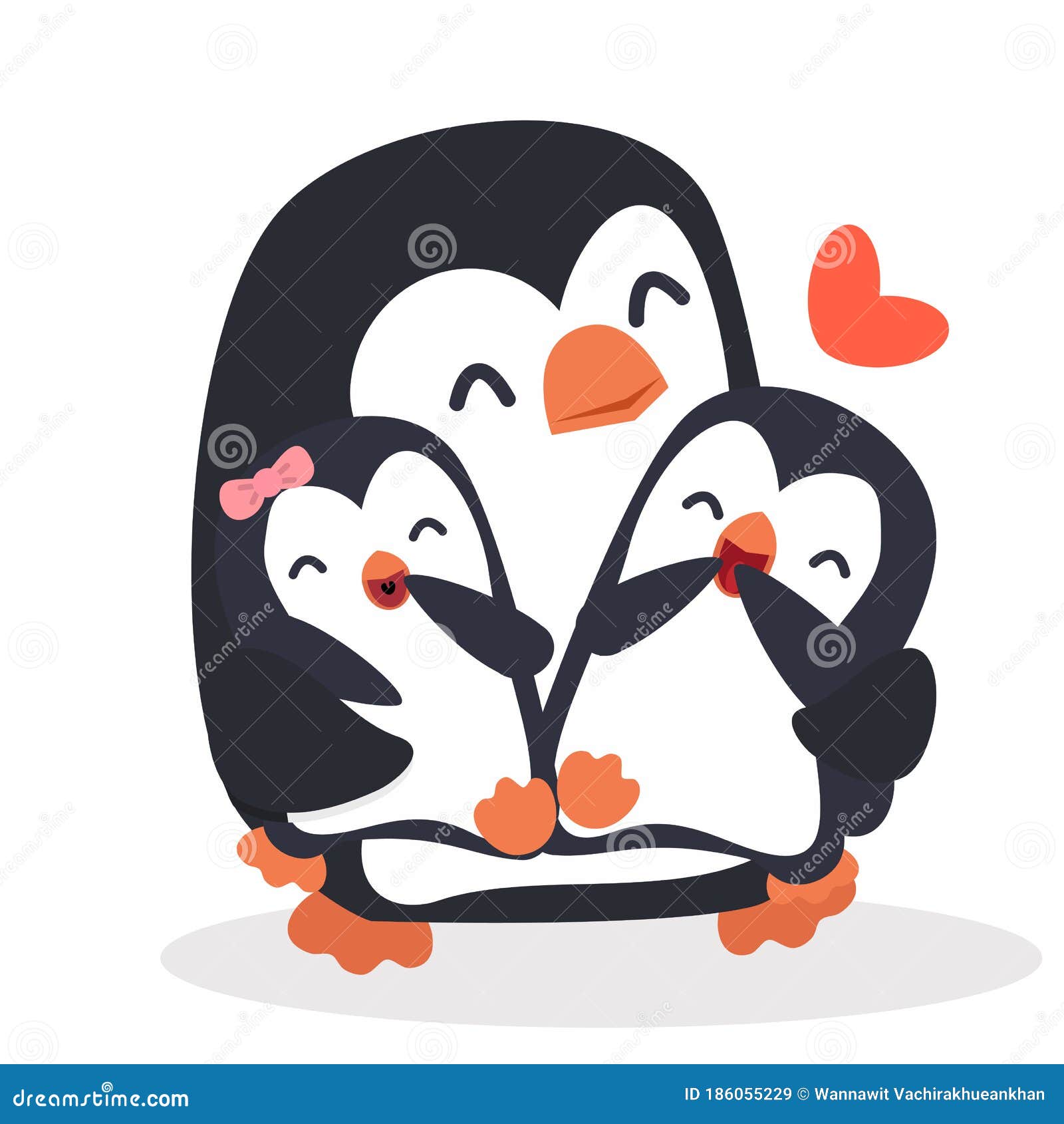 Cartoon Penguins Hugging