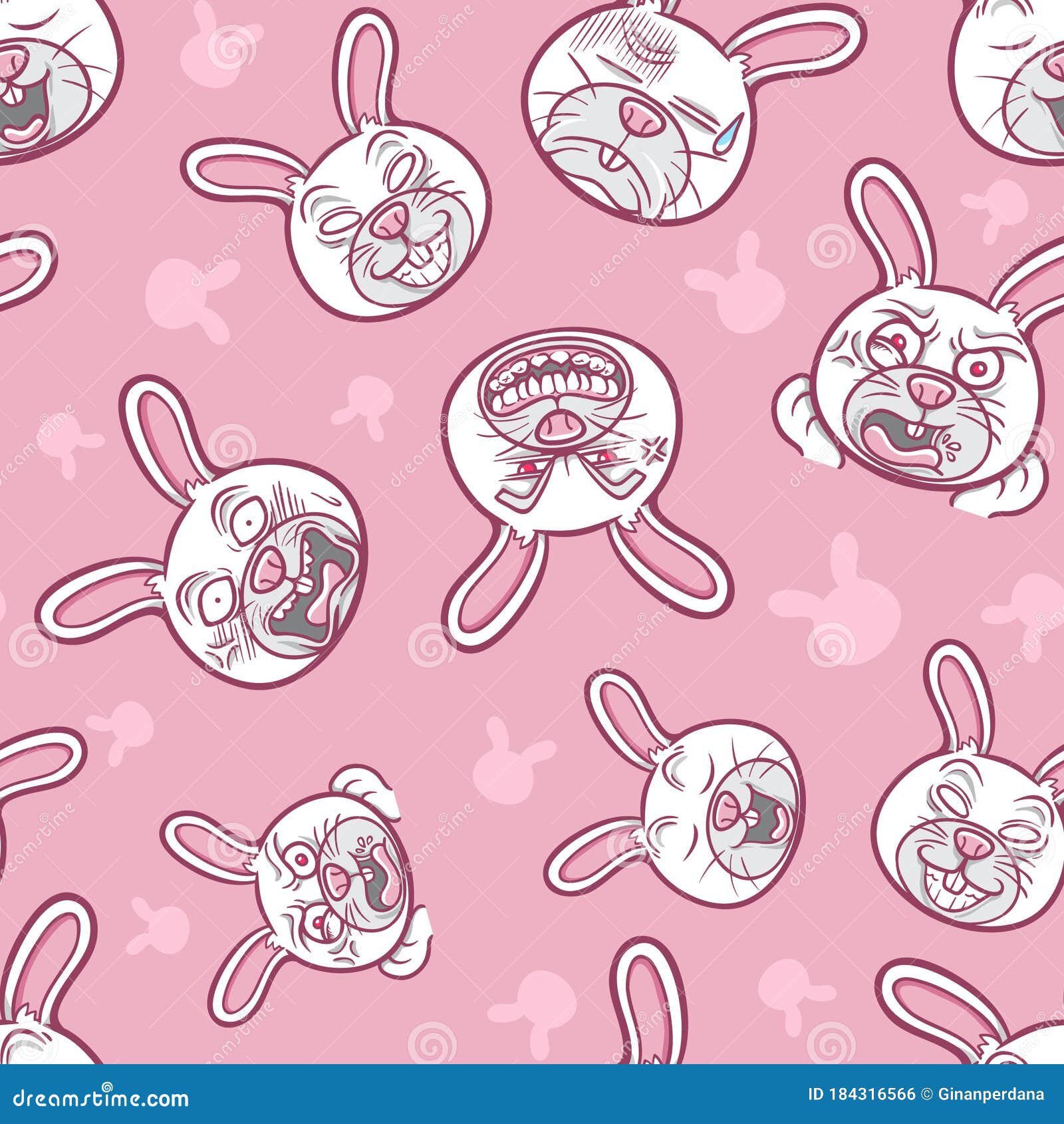 Cute Pet Animal Rabbit Emoticons Illustration Pattern Seamless Stock ...