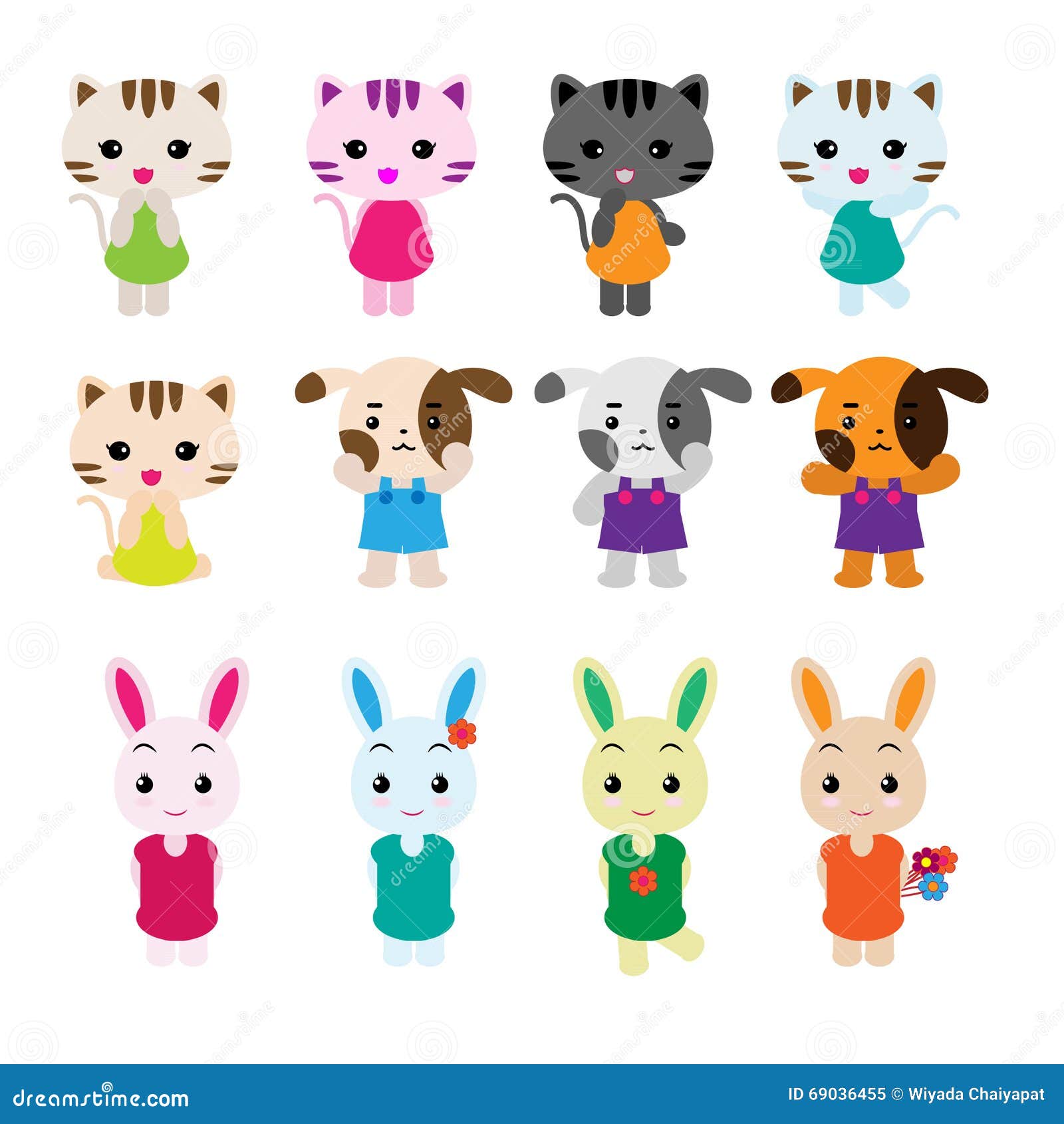 Cute pet vector set stock vector. Illustration of animated - 69036455