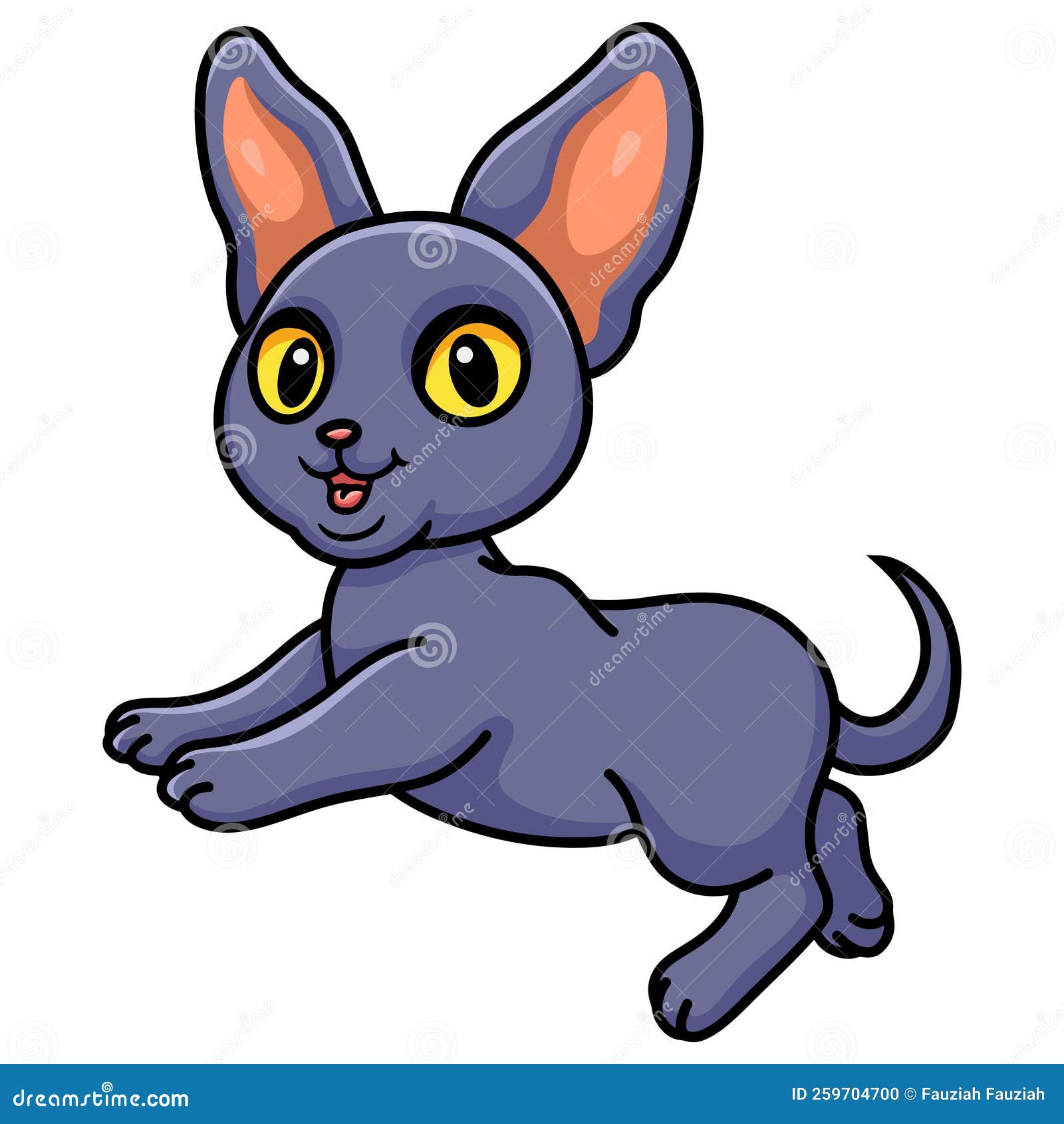 Cute Peterbald Cat Cartoon Jumping Stock Vector - Illustration of icon ...
