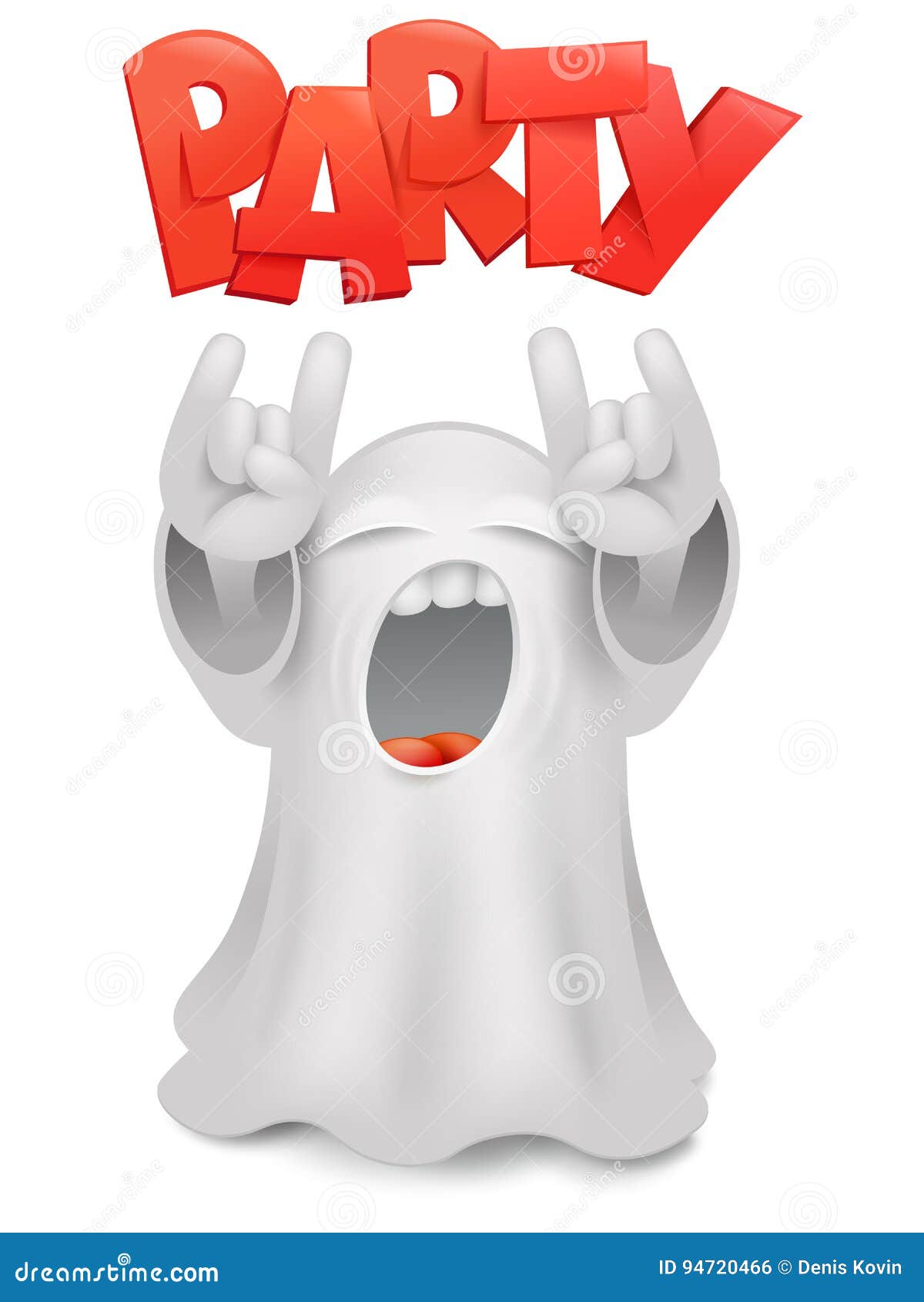 Cute Phantom Emoticon Ghost Character With Thumb Up Gesture Stock ...