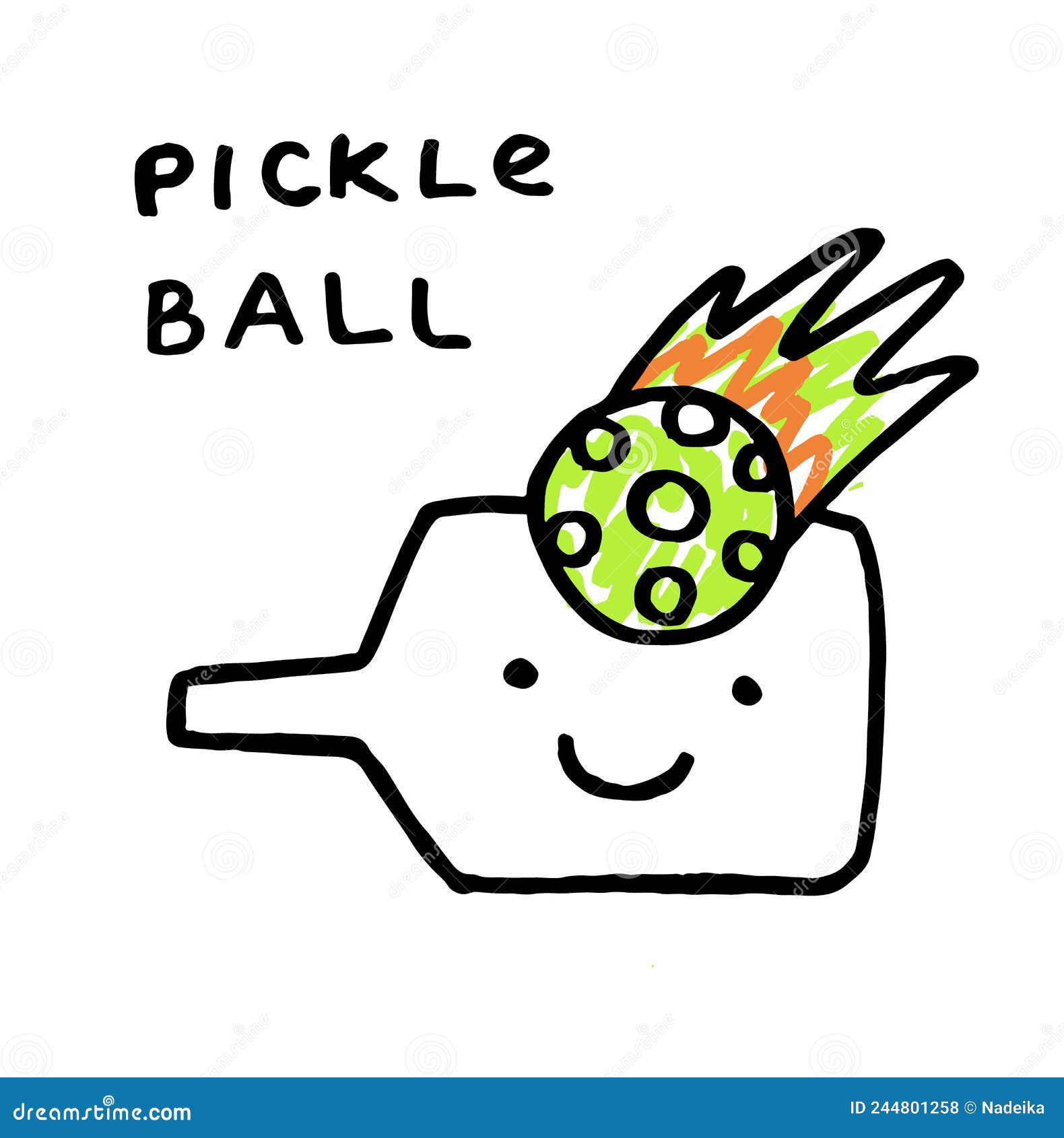 Cute Pickleball Doodle. Vector Illustration | CartoonDealer.com #244801258