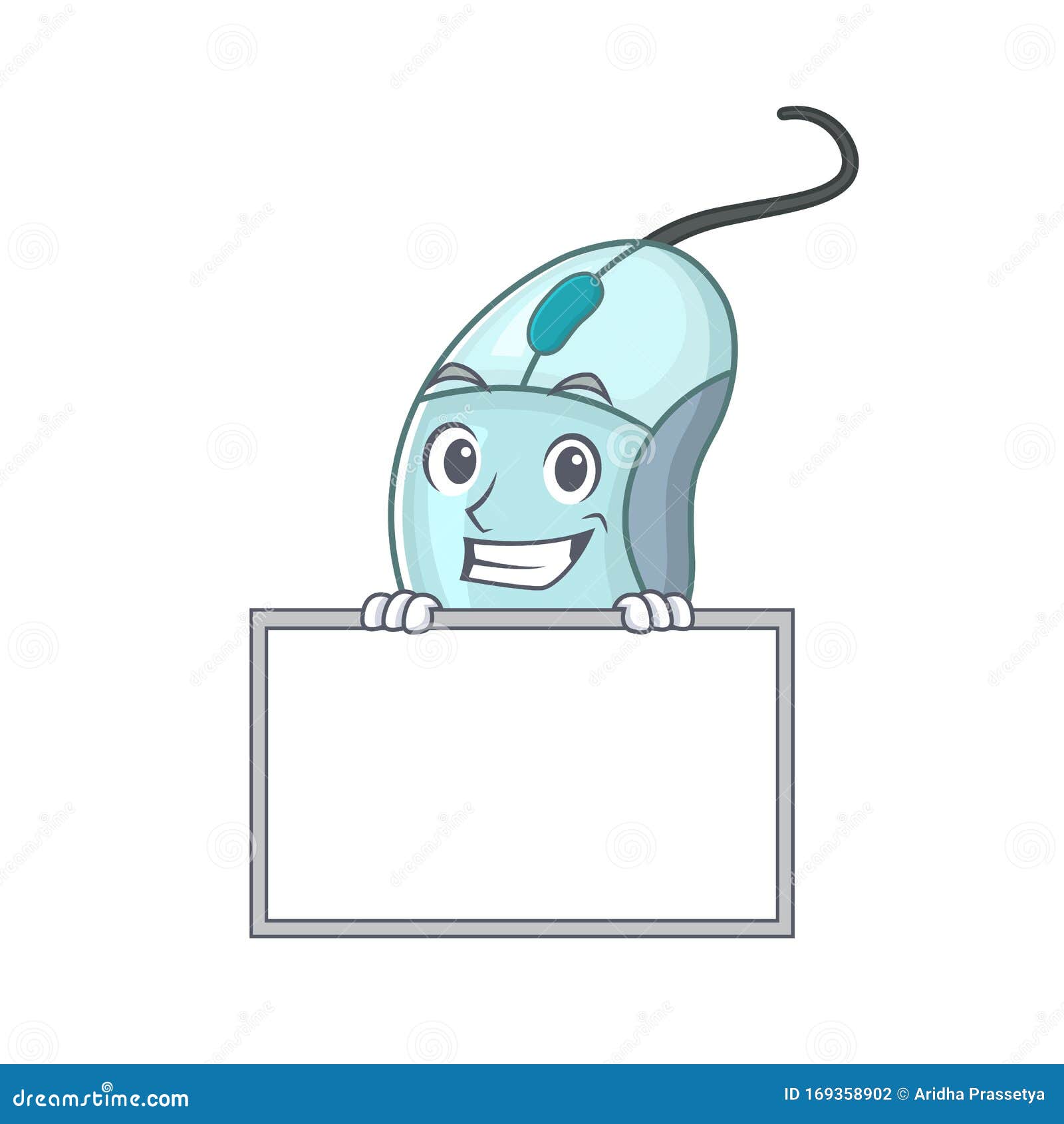 A Cute Picture of Computer Mouse Grinning with Board Stock Vector ...