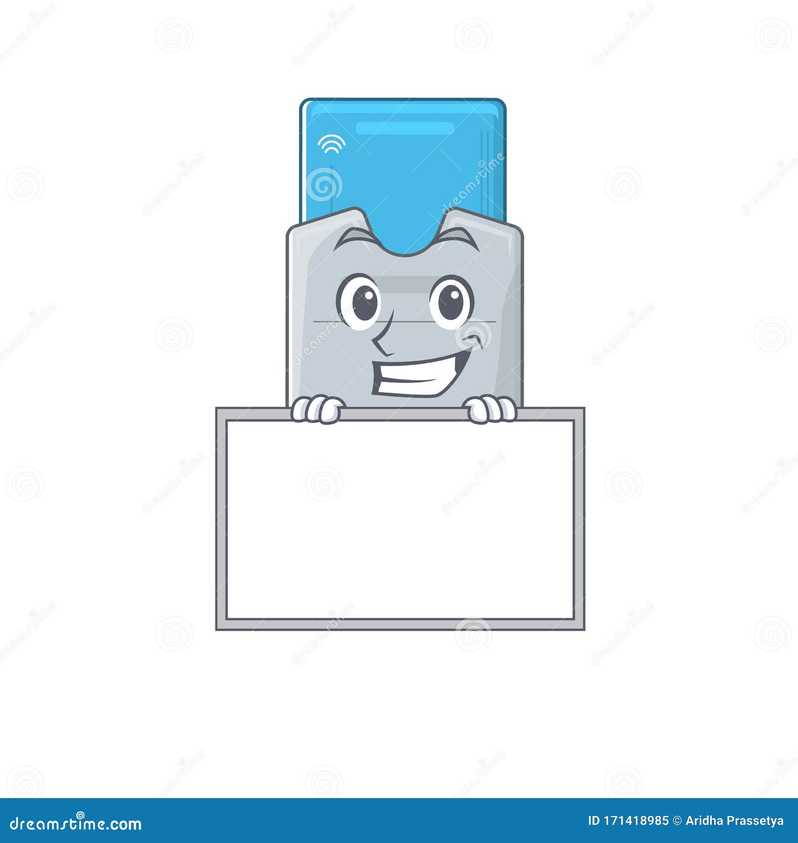 A Cute Picture of Key Card Grinning with Board Stock Vector ...