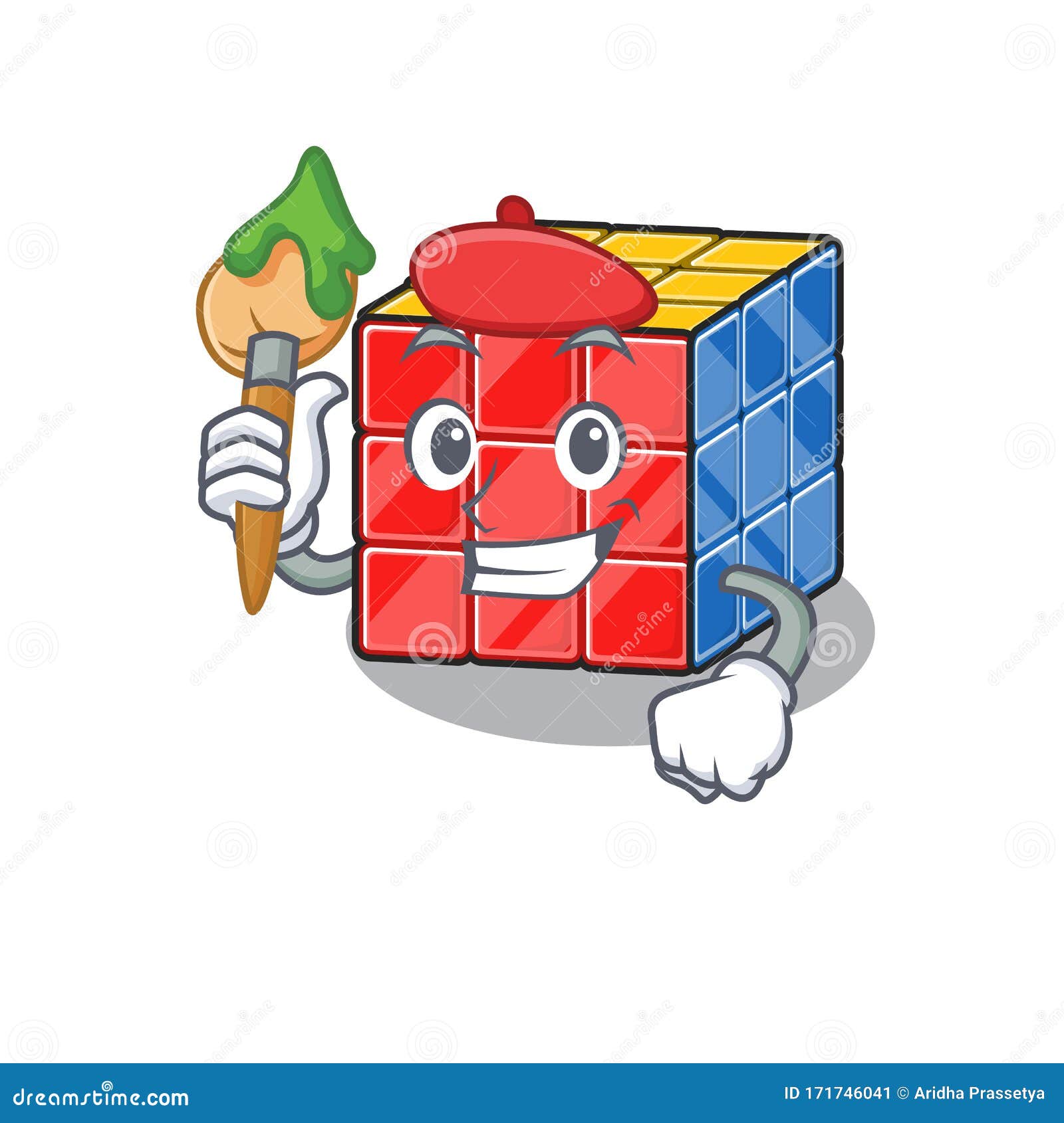 A Cute Picture Of Rubic Cube Army With Machine Gun Cartoon Vector ...