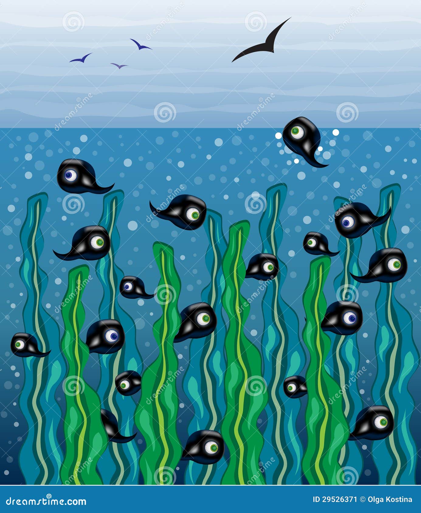 Cute Picture With Tadpoles. Cartoon Vector | CartoonDealer.com #29526371