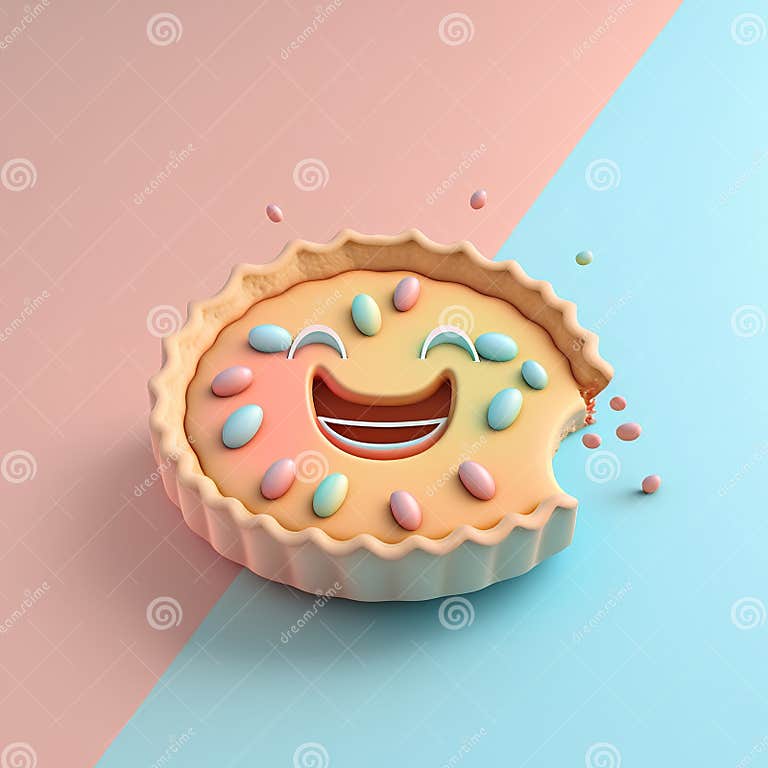 Cute Pie with Smiley Face. 3d Render Illustration Stock Illustration ...