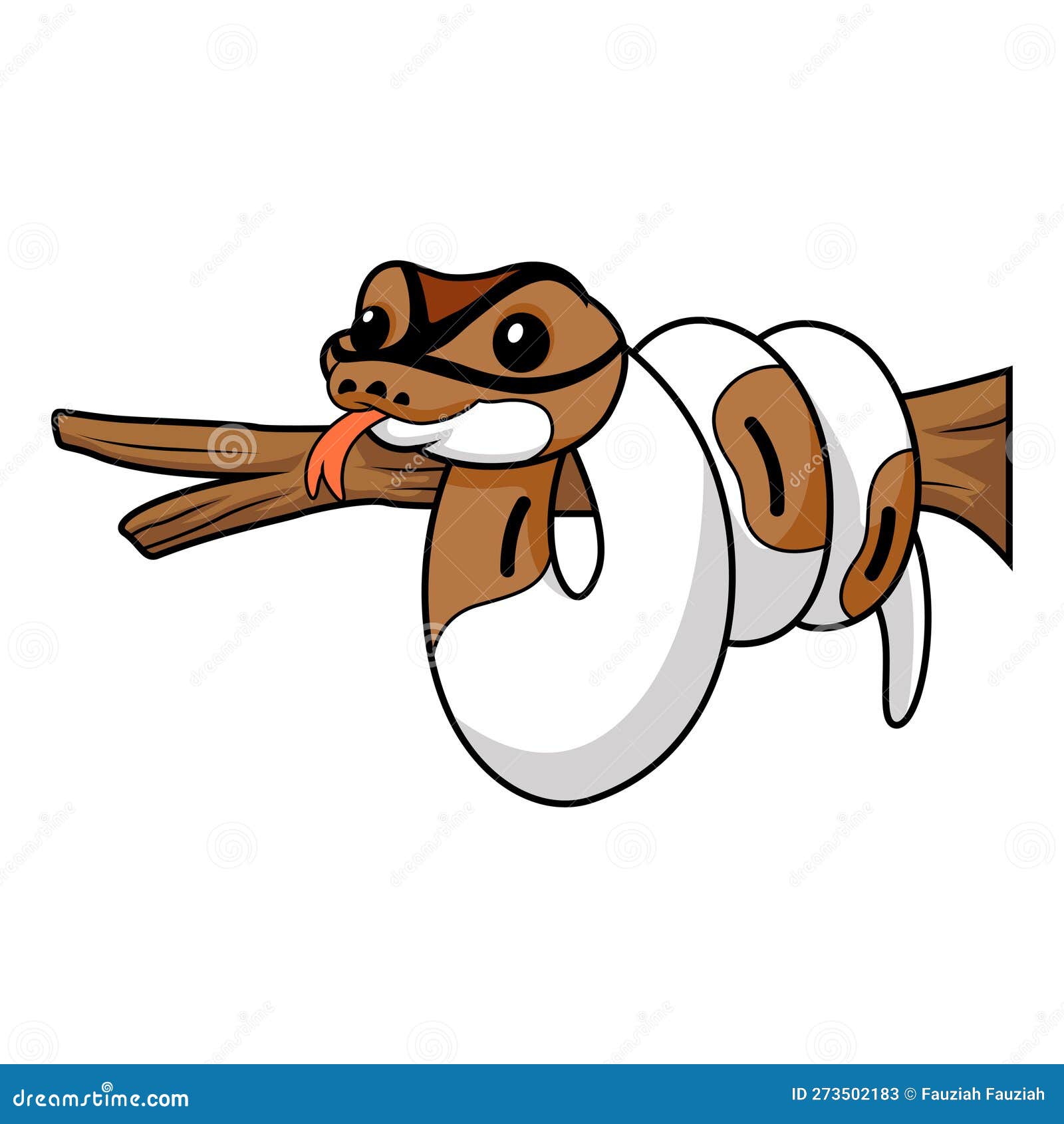 Cute Pied Ball Python Cartoon on Tree Branch Stock Vector ...