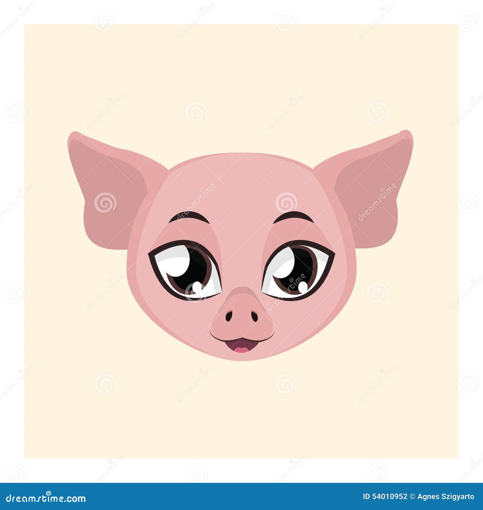 Cute Pig Avatar with Flat Colors Stock Vector - Illustration of meat ...