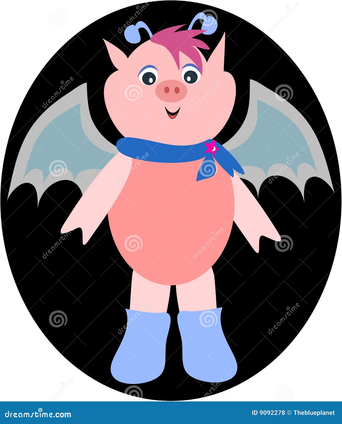 Cute Pig Bat stock vector. Illustration of collar, antenna - 9092278