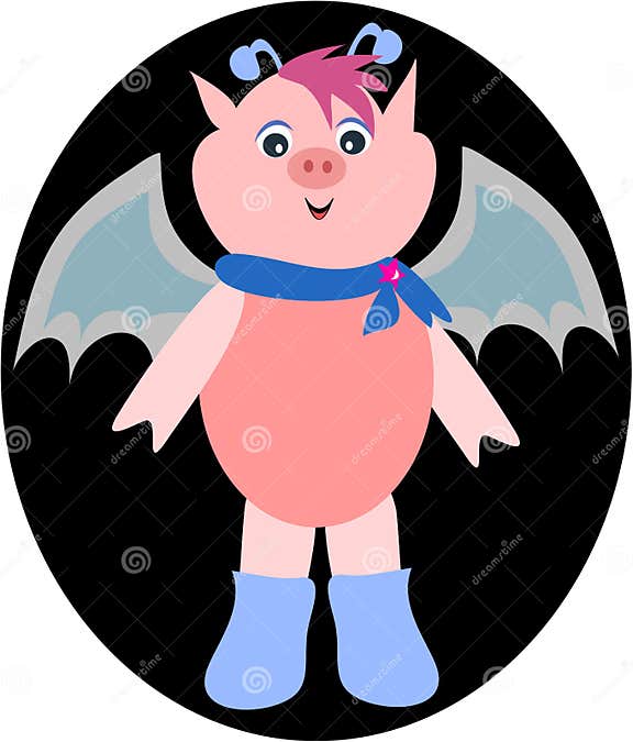 Cute Pig Bat stock vector. Illustration of collar, antenna - 9092278