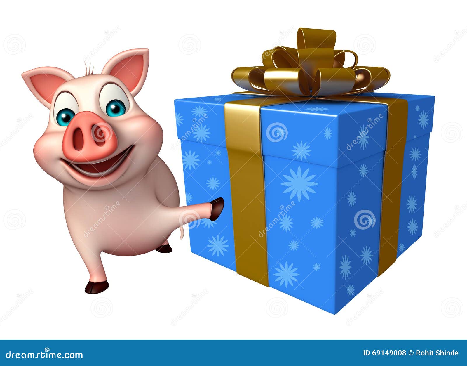 Cute Pig Cartoon Character with Giftbox Stock Illustration ...