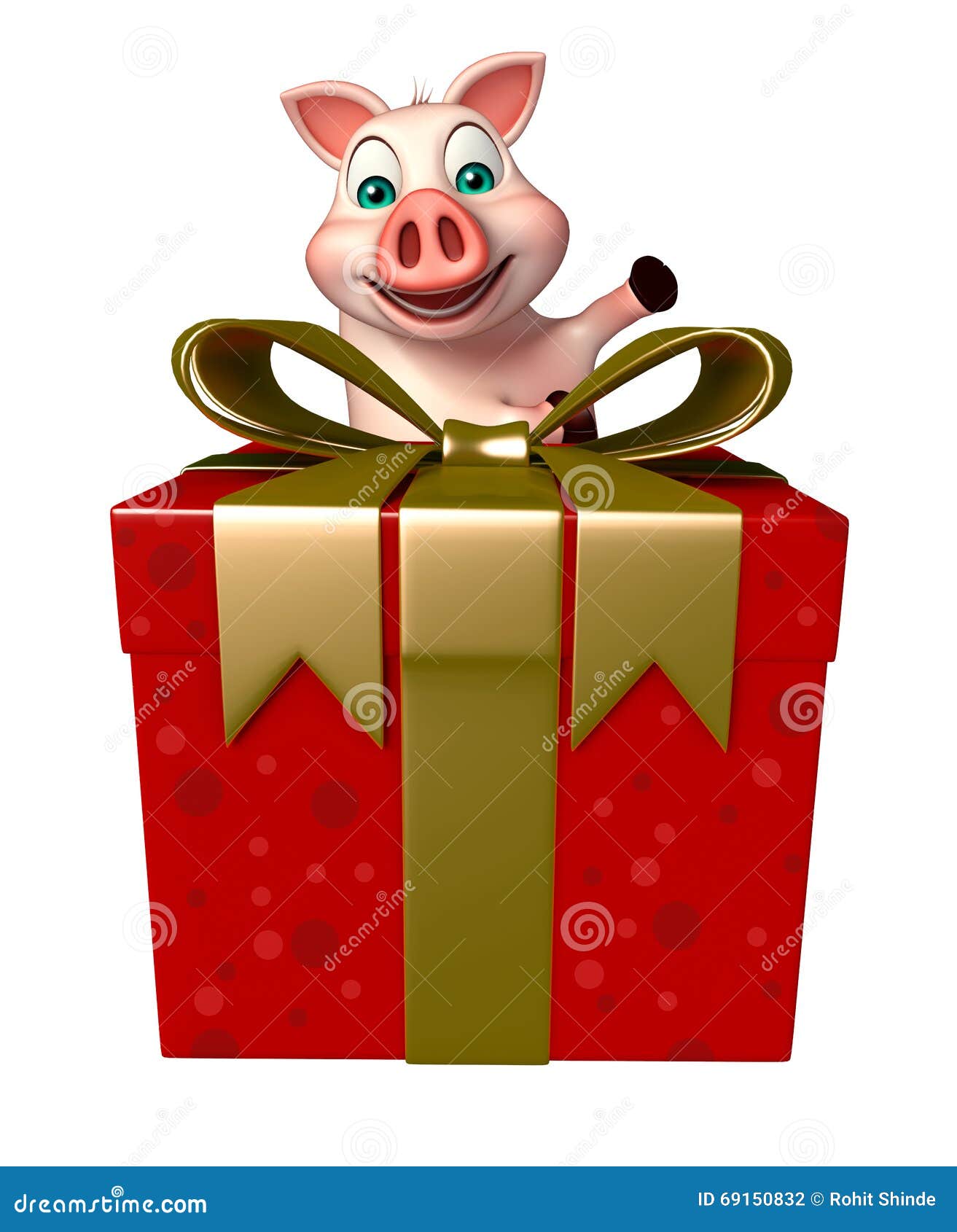 Cute Pig Cartoon Character with Giftbox Stock Illustration ...