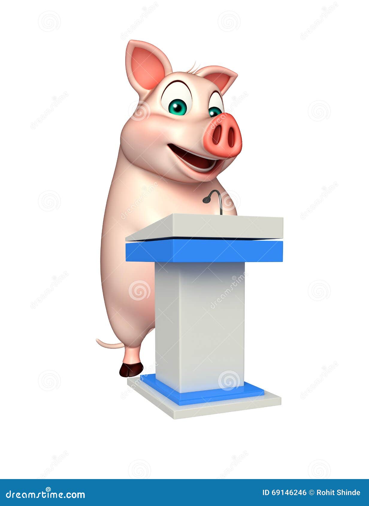 Cute Pig Cartoon Character with Speech Stage Stock Illustration ...