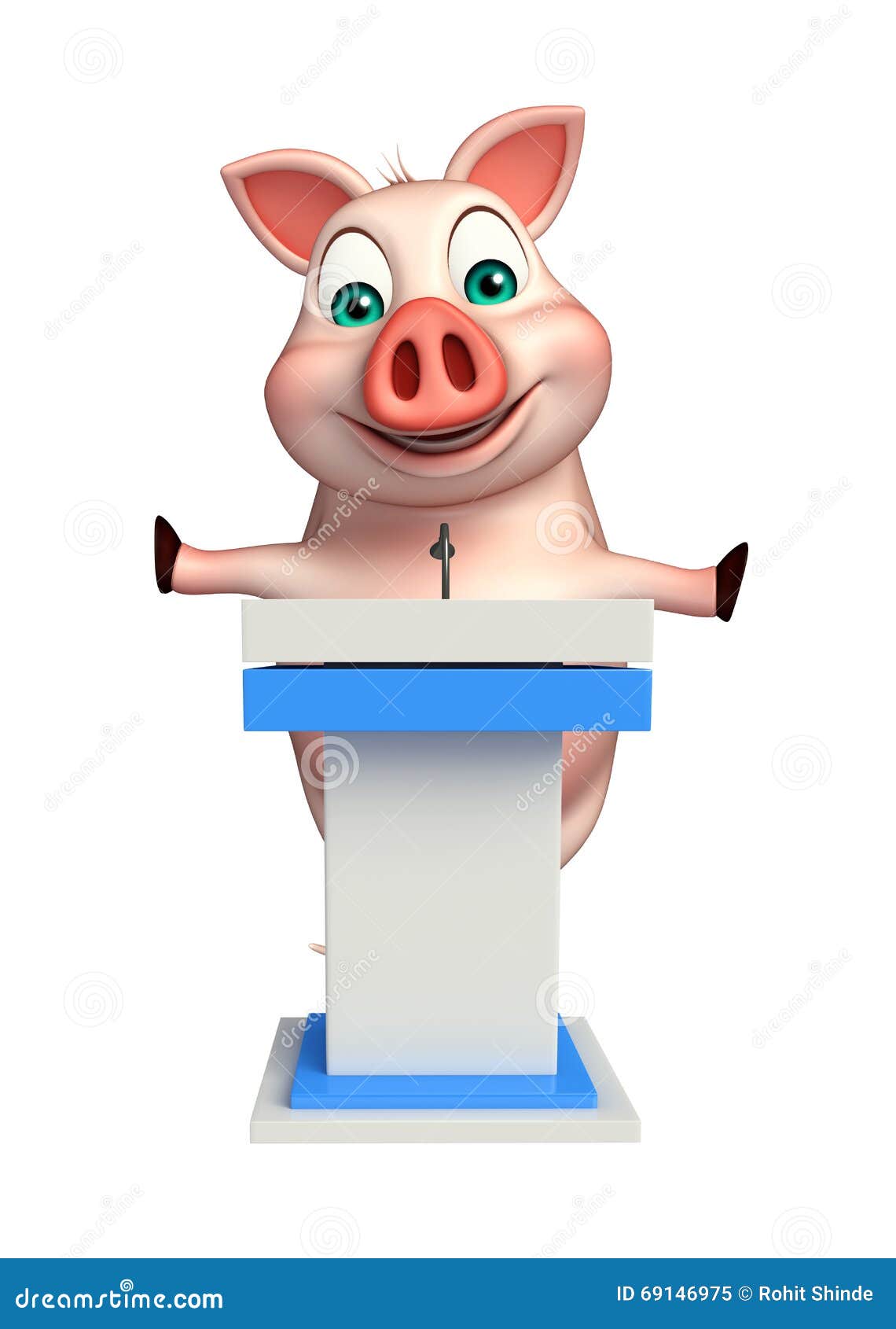 Cute Pig Cartoon Character with Speech Stage Stock Illustration ...