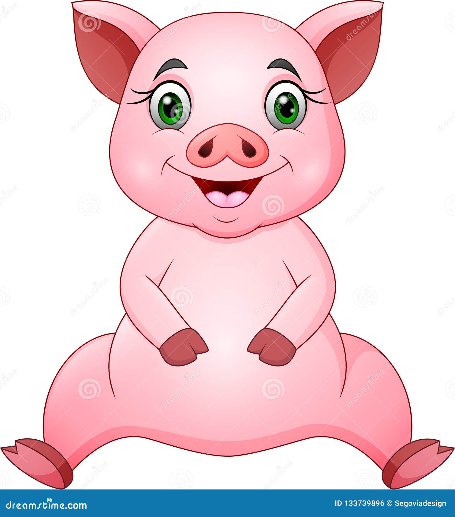 Cute pig cartoon sitting stock vector. Illustration of swine - 133739896