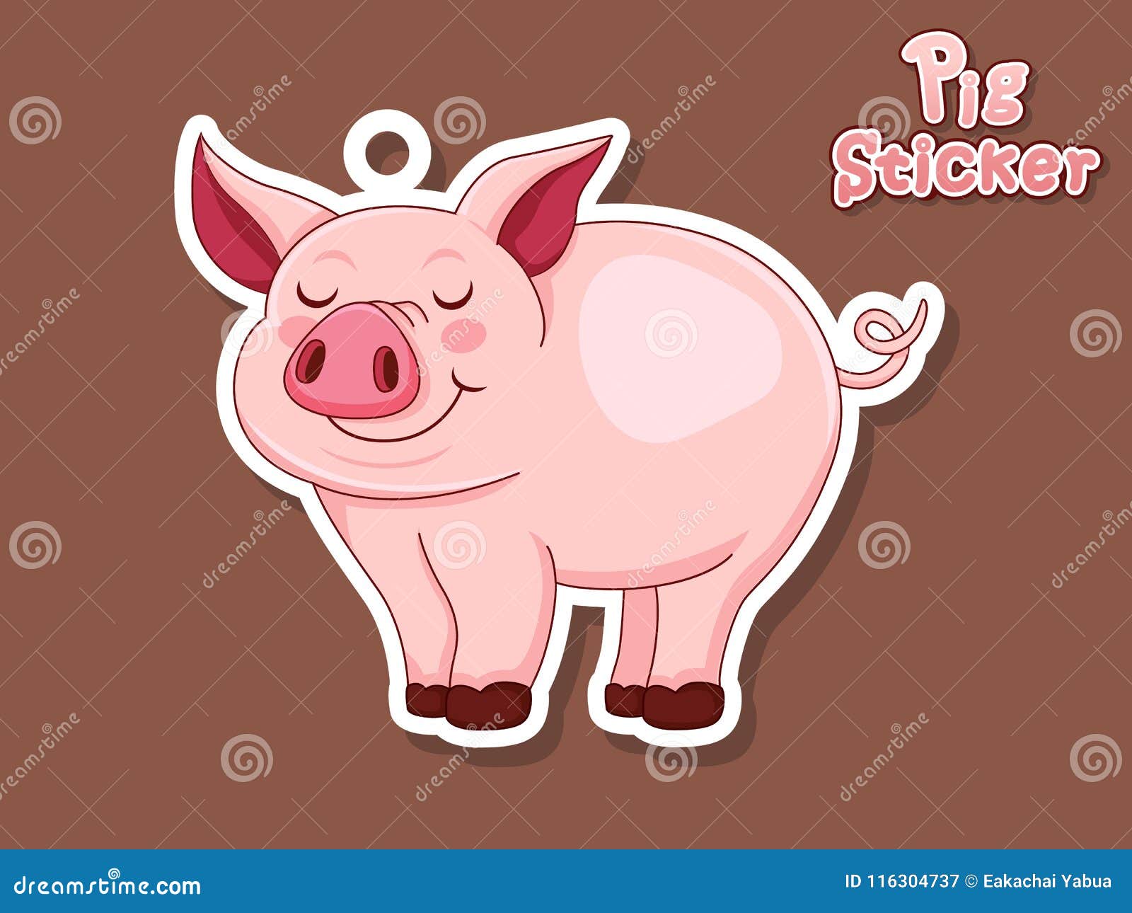 Cute Pig Cartoon Sticker. Vector Illustration with Cartoon Funny Stock ...