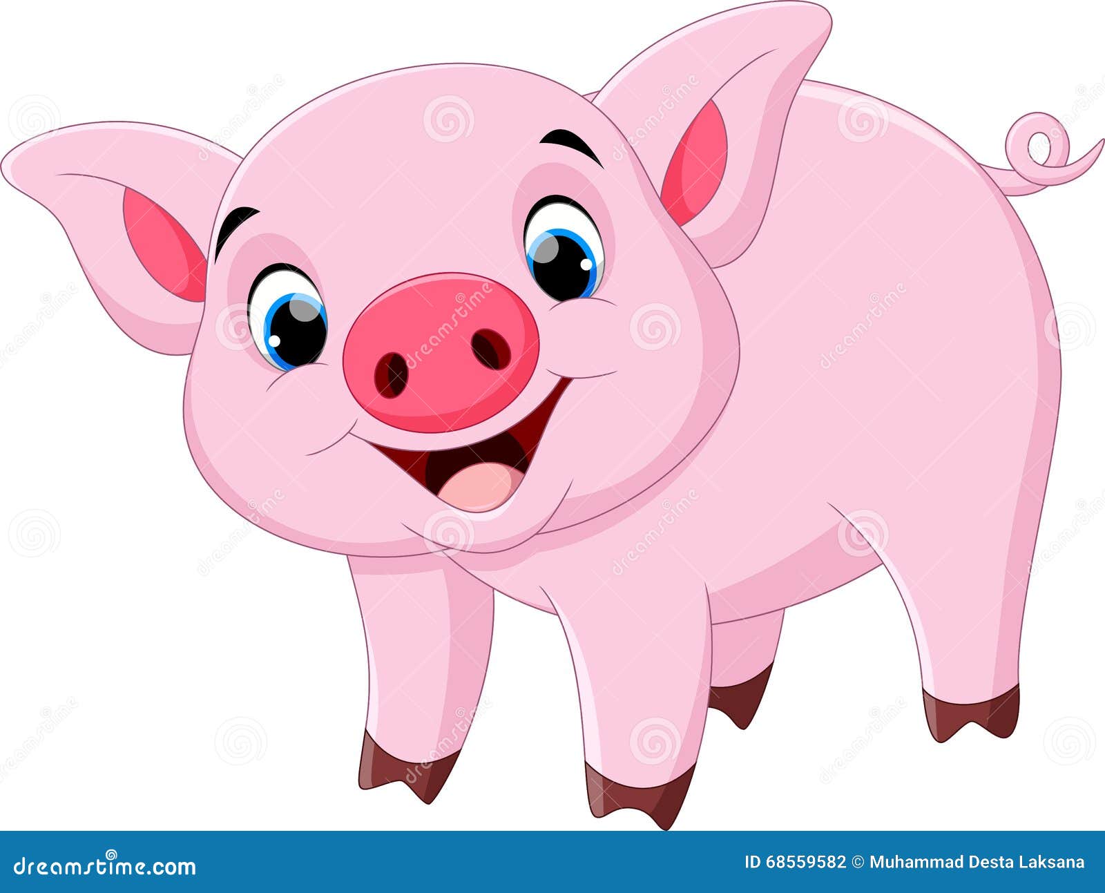 Cute pig cartoon stock illustration. Illustration of nature - 68559582
