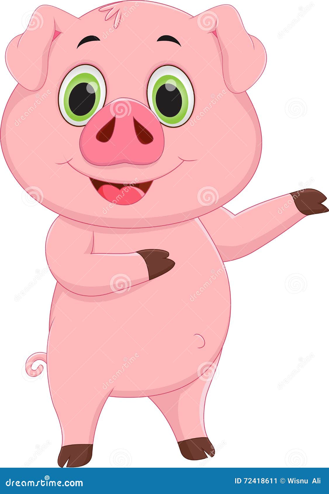 Cute pig cartoon waving stock vector. Illustration of barn - 72418611