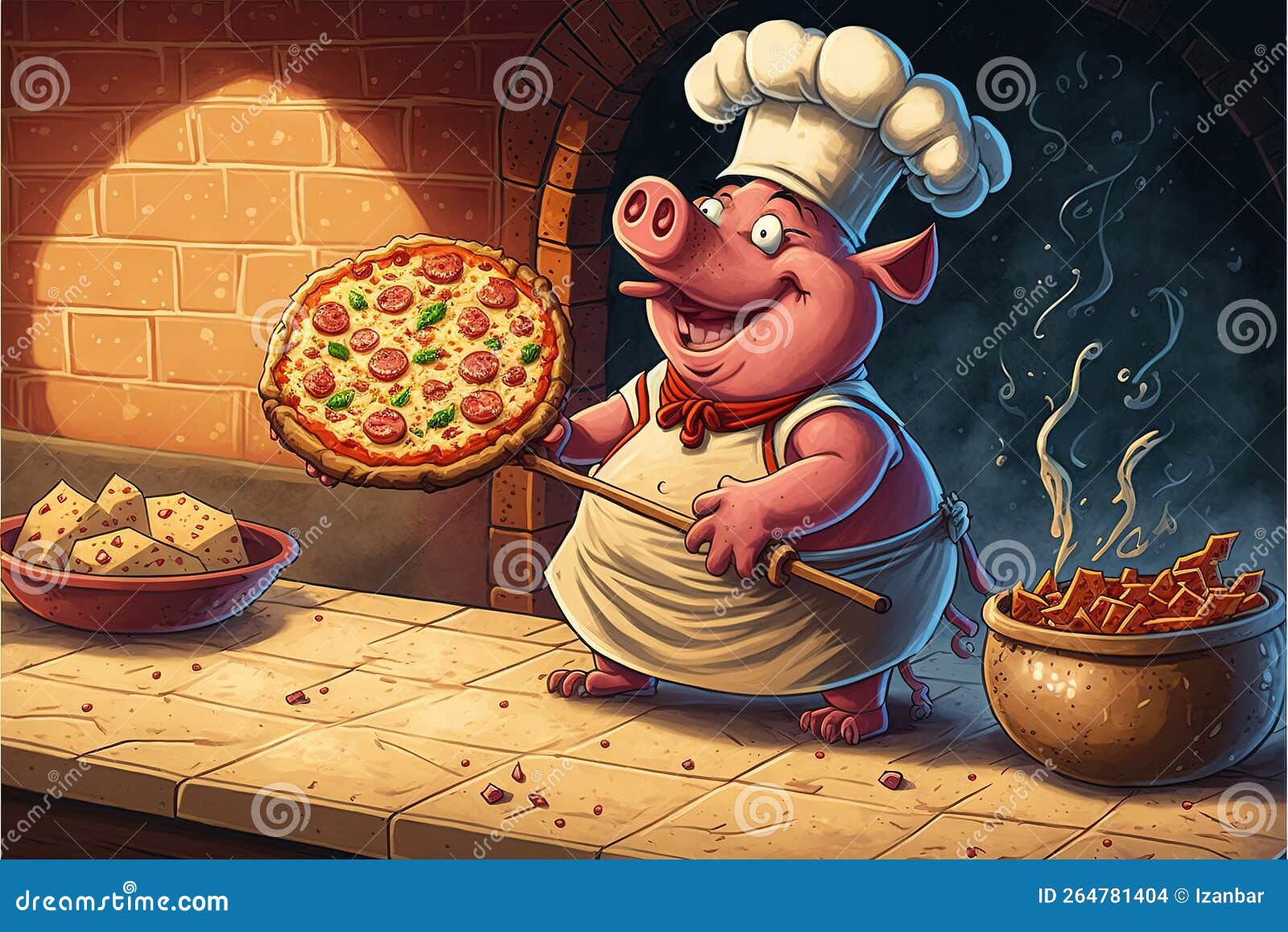 Pig Cooking Pizza Illustration Generative Ai Stock Illustration ...