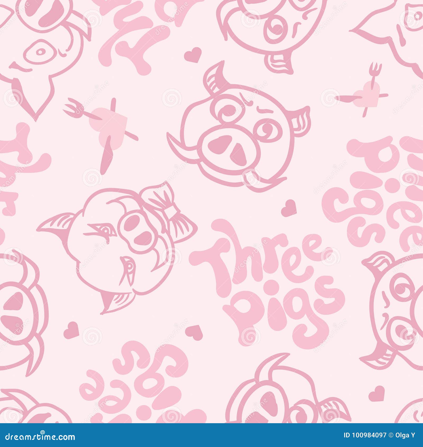 Cute Pig Doodle Seamless Pattern, Vector Background Design for Fabric ...