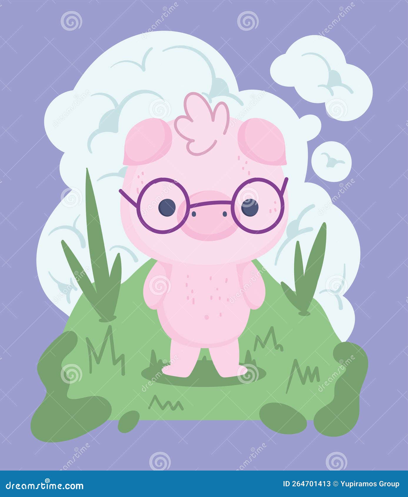 Cute pig with glasses stock vector. Illustration of piglet - 264701413