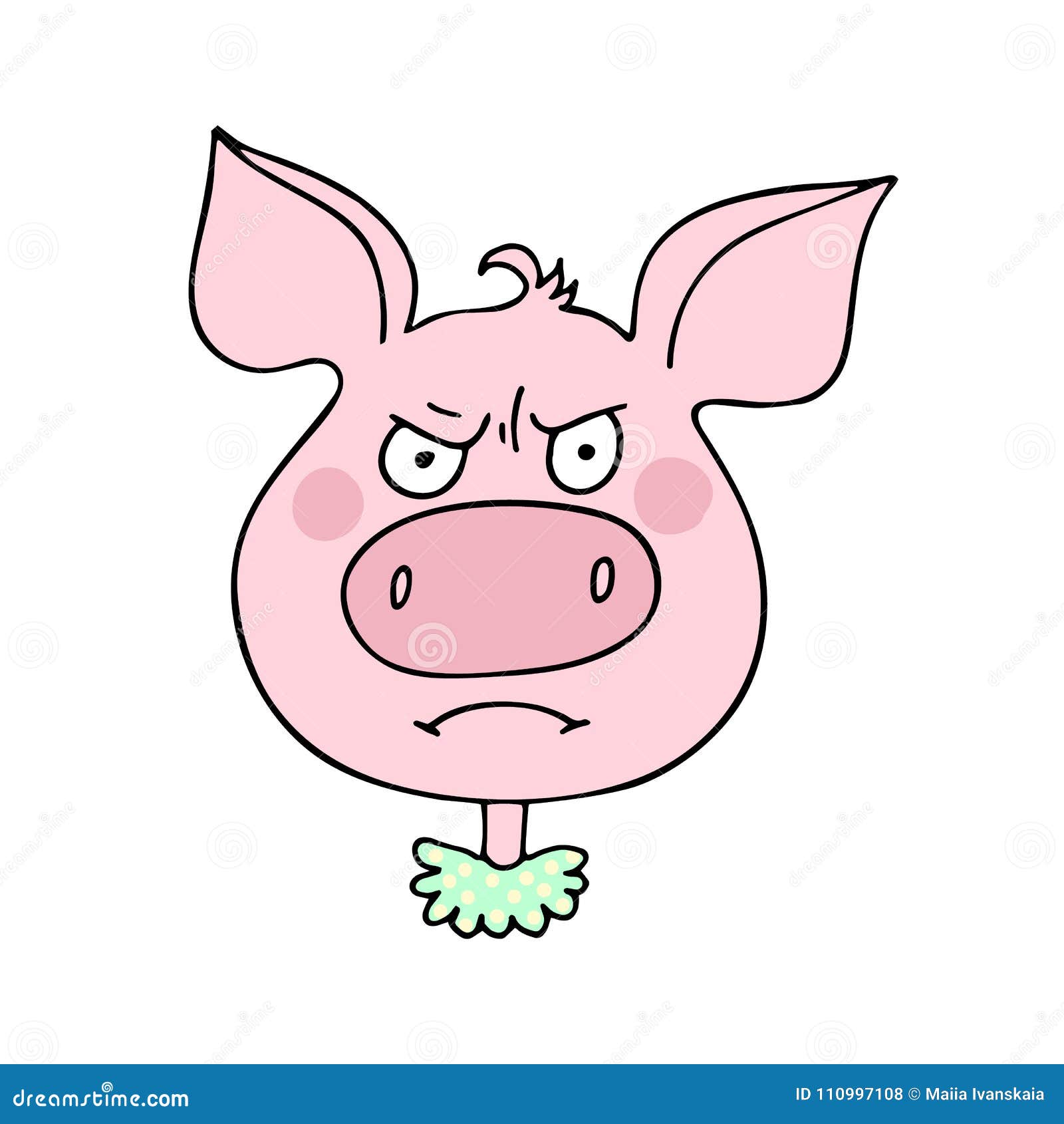 The Cute Pig Has a Angry Expression Stock Vector - Illustration of ...