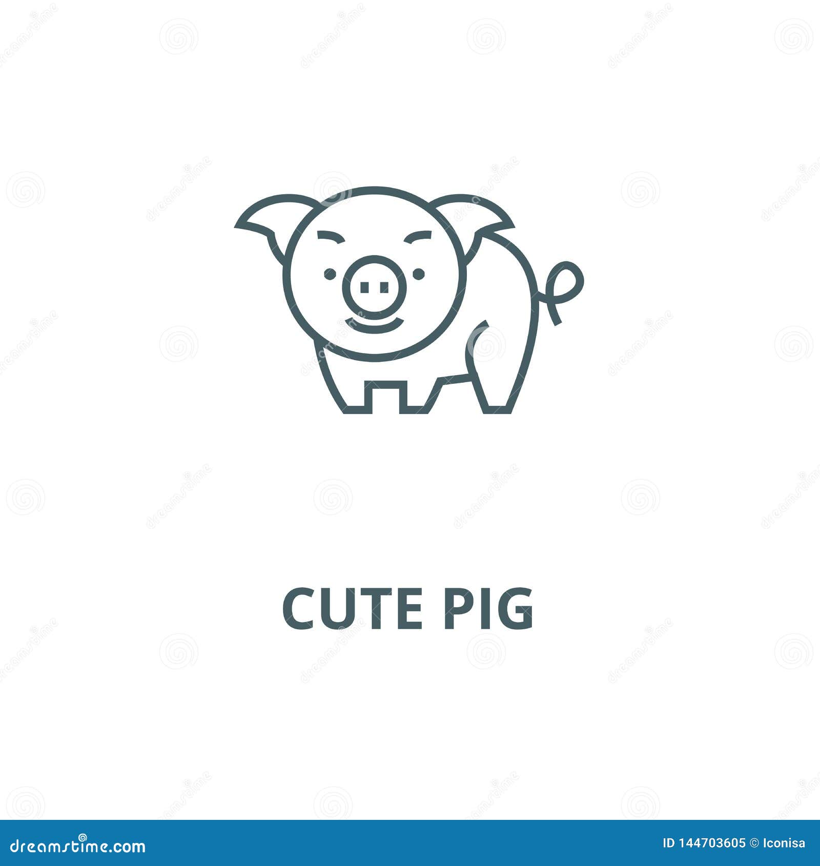 Cute Pig Line Icon, Vector. Cute Pig Outline Sign, Concept Symbol, Flat ... Cute Pig Line Icon, Vector. Cute Pig Outline Sign, Concept Symbol, Flat ...