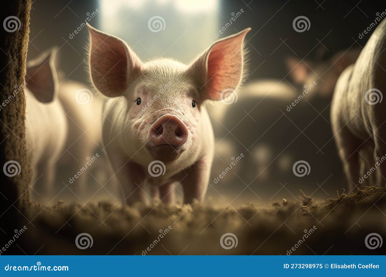 Cute pig looking at camera stock illustration. Illustration of cute ...