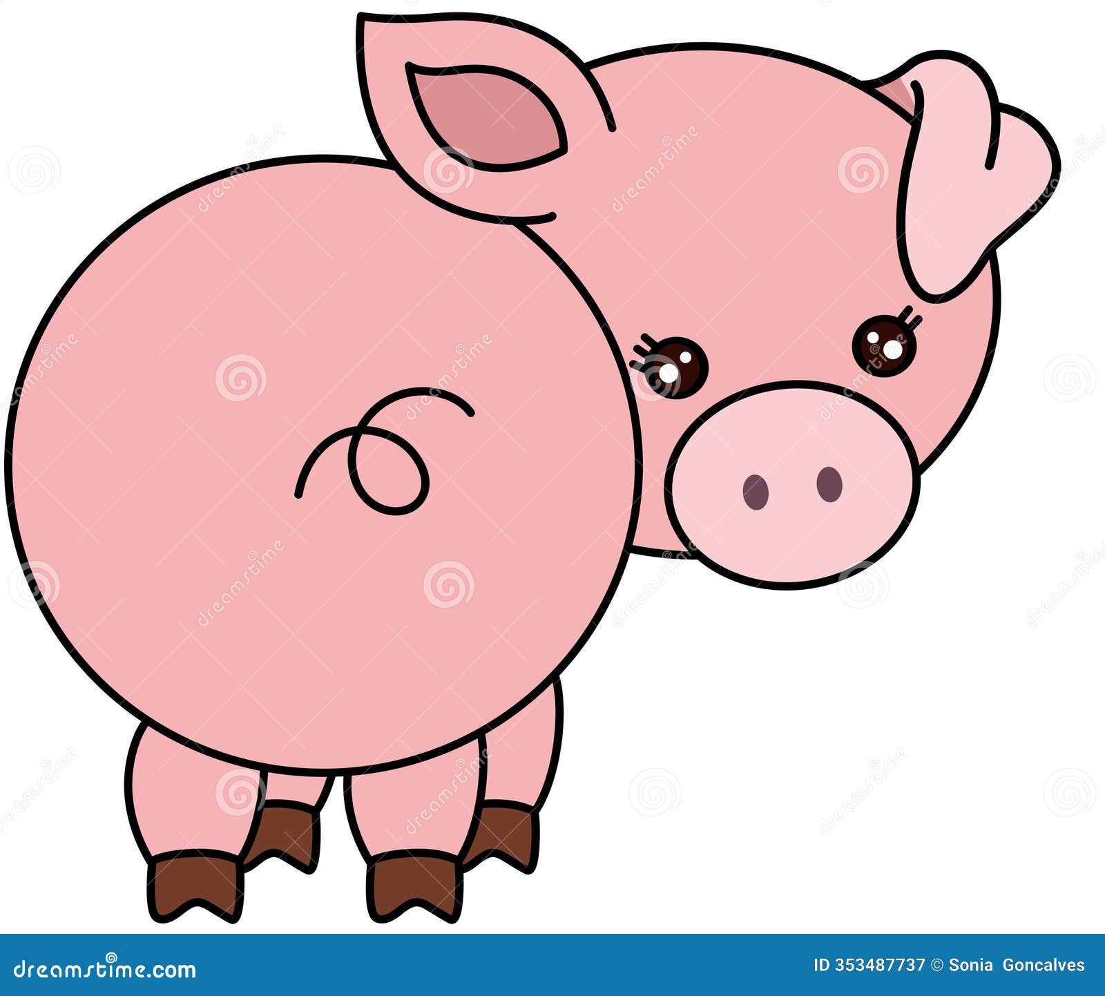 Cute Pig Peeking Isolated on White Stock Illustration - Illustration of ...
